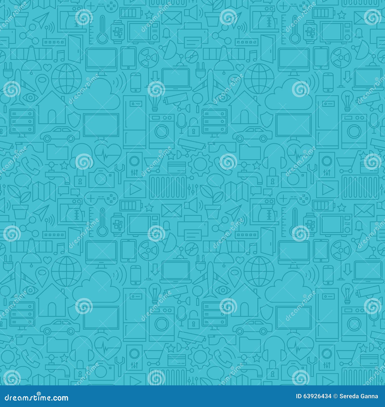 Thin Line Internet of Things Blue Seamless Pattern Stock Vector ...