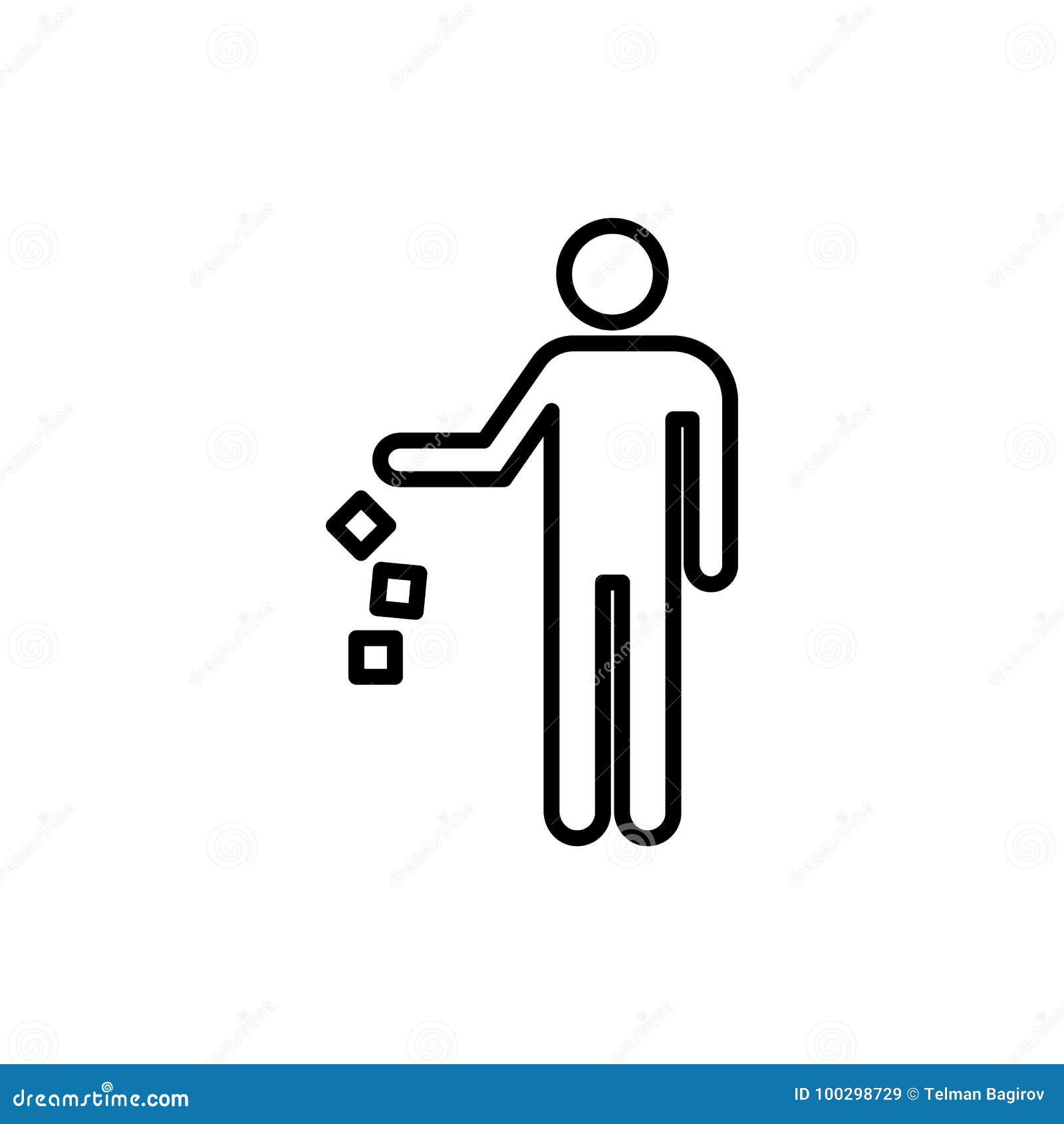 Line Littering Man Icon on White Background Stock Illustration ...
