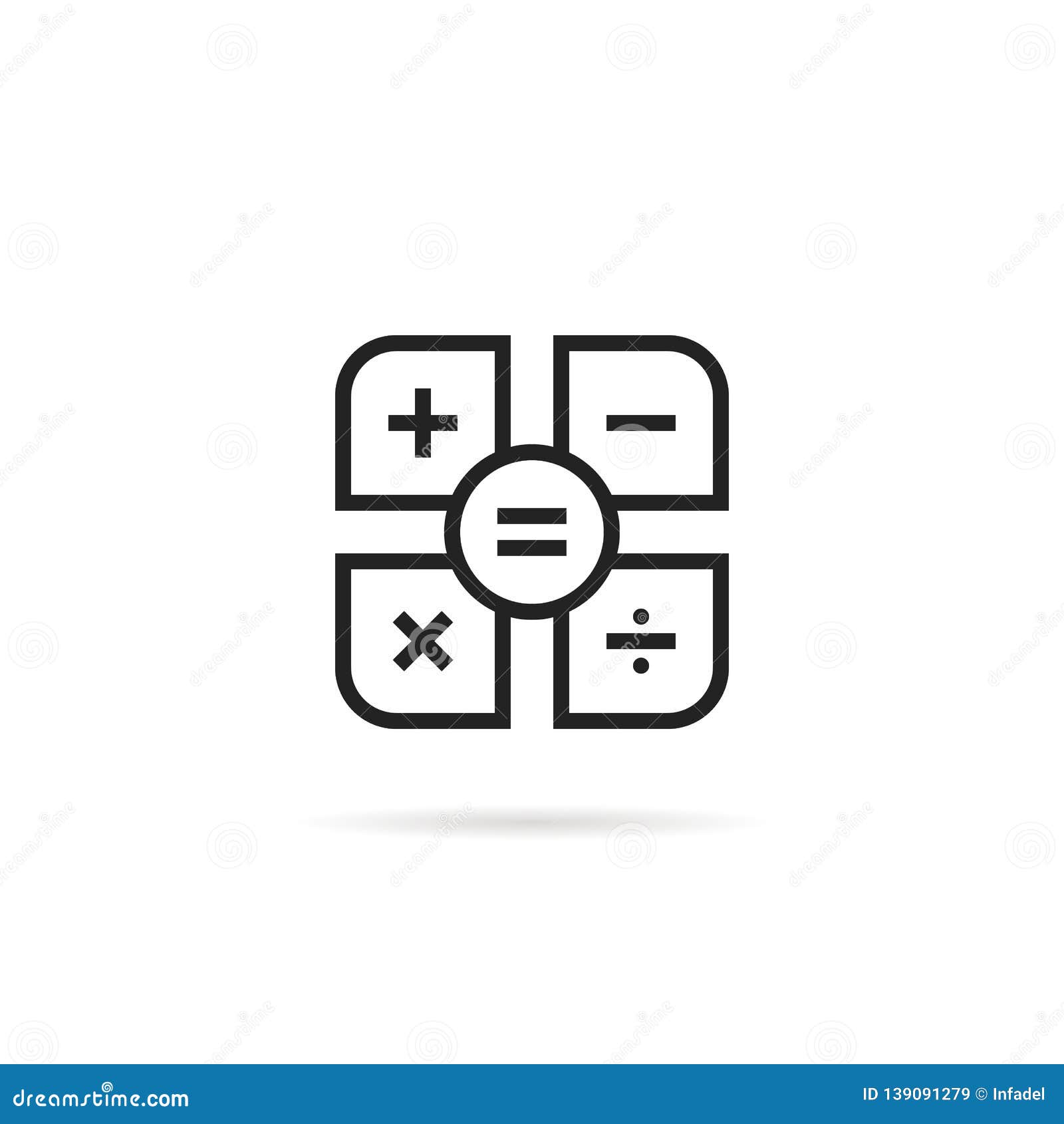 Thin Line Math Simple Black Icon Stock Vector - Illustration of algebra ...