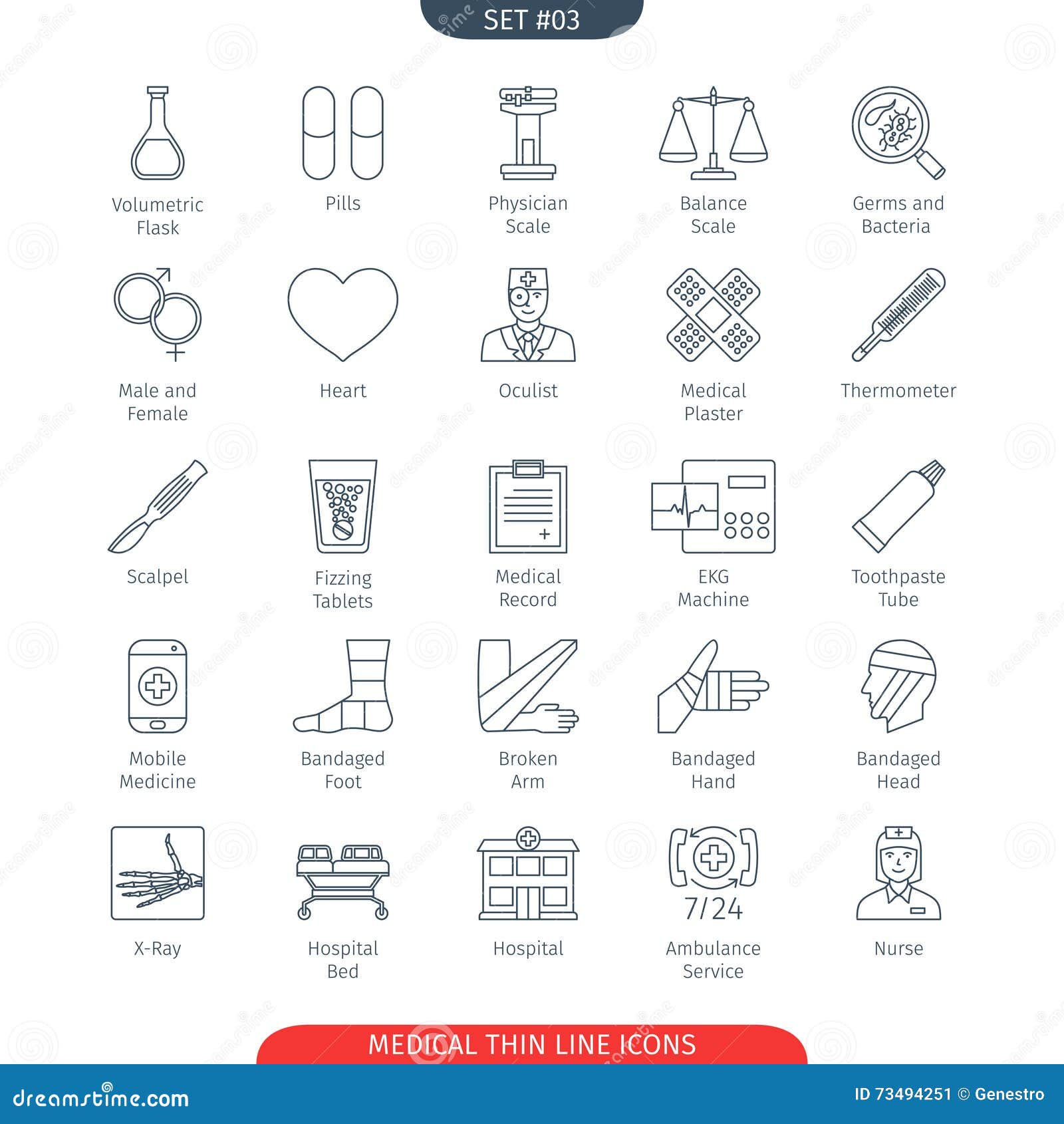 Thin Line Medical 03 stock vector. Illustration of oculist - 73494251