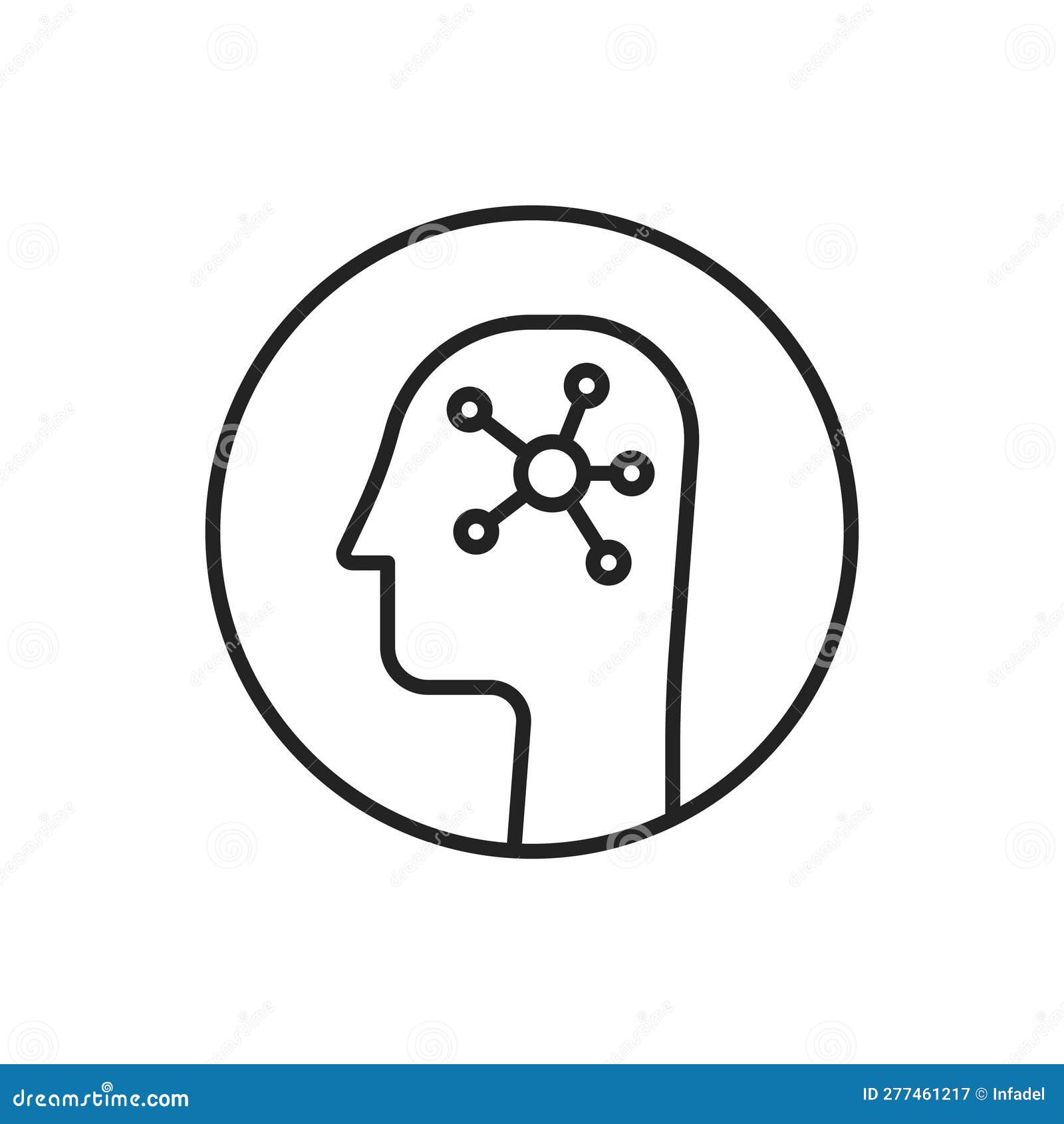 Thin Line Mind Map in Head Like Cognitive Function Stock Vector ...