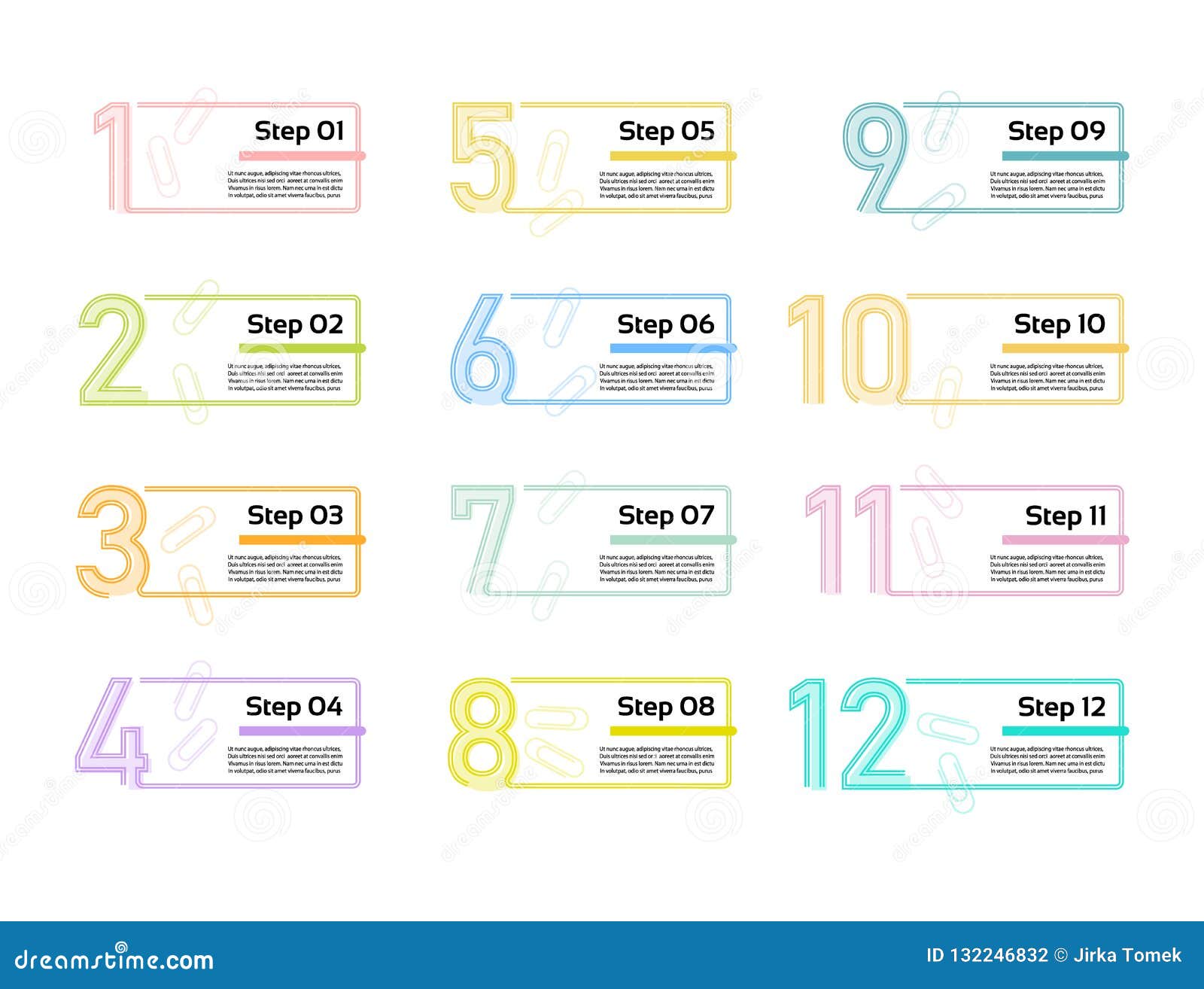 Thin Line Minimal Infographic Design Template. 12 Options, Steps Stock ...