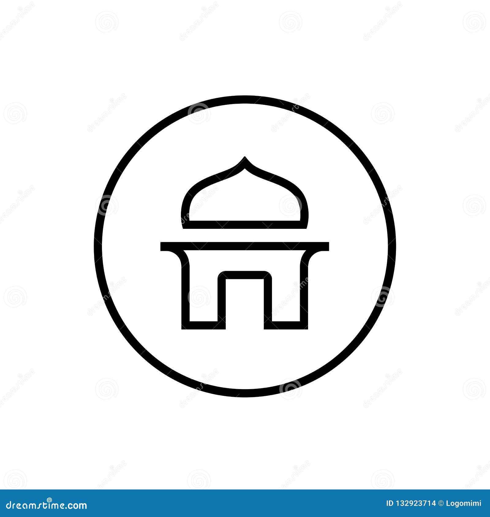 Thin Line Mosque or Mushola Logo Icon Stock Vector - Illustration of ...