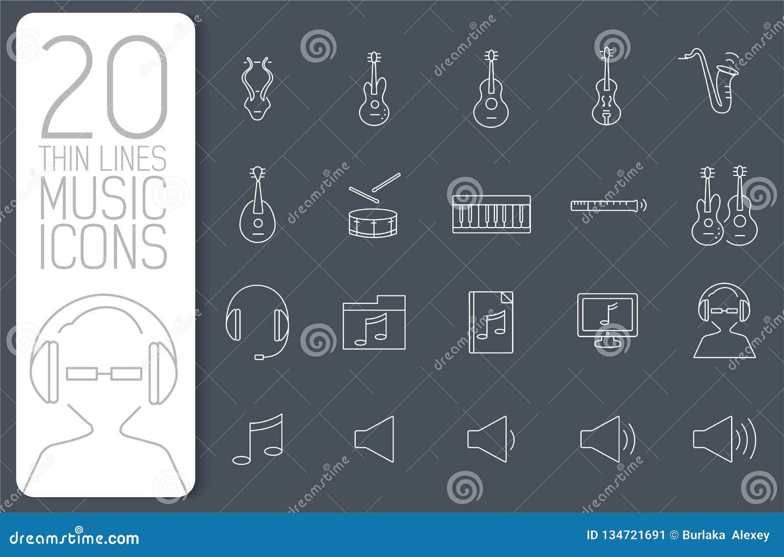 Thin Line Music Set Icons Concept. Vector Illustration Design Stock ...