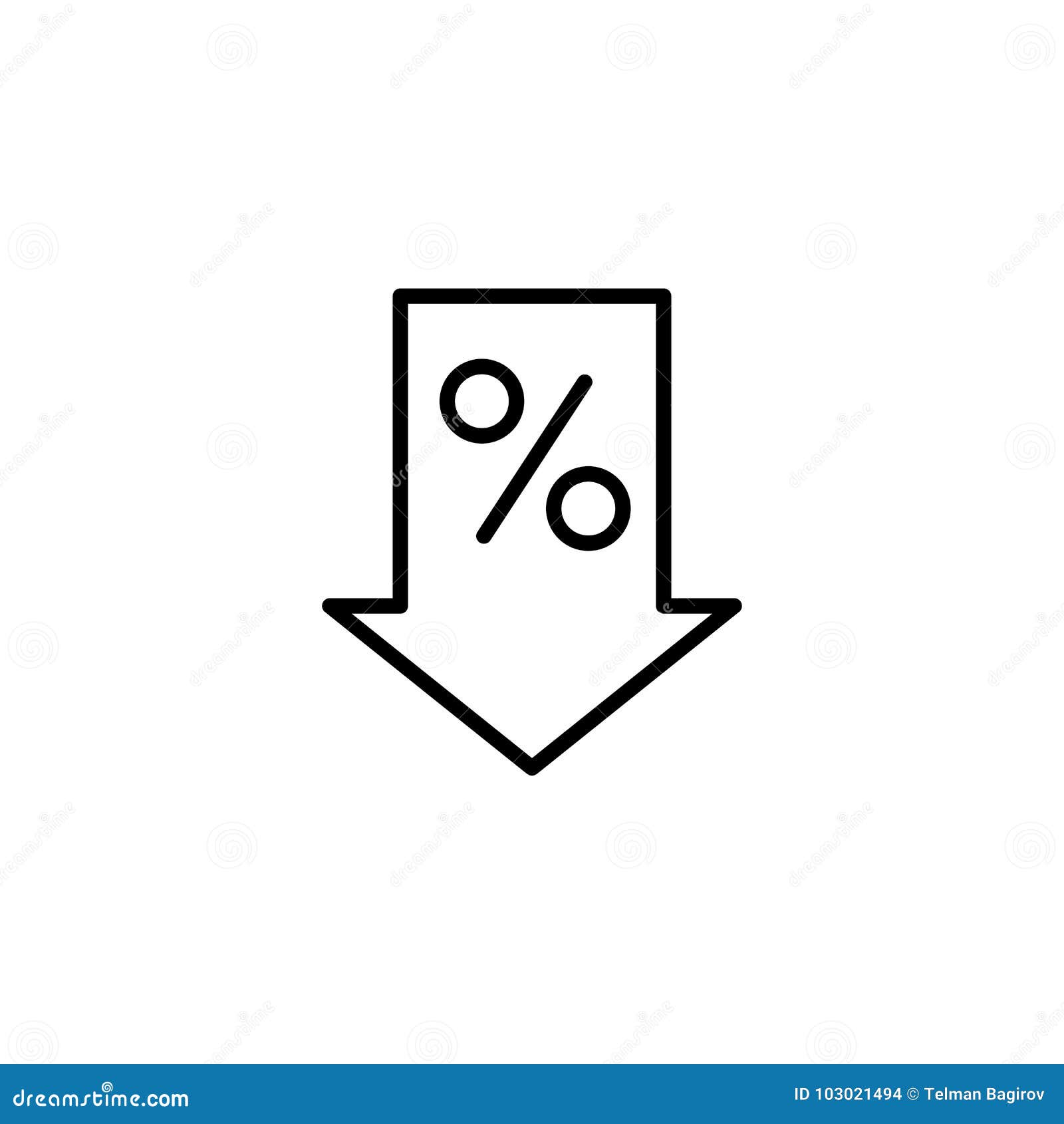 Line Percent Down Icon on White Background Stock Illustration ...