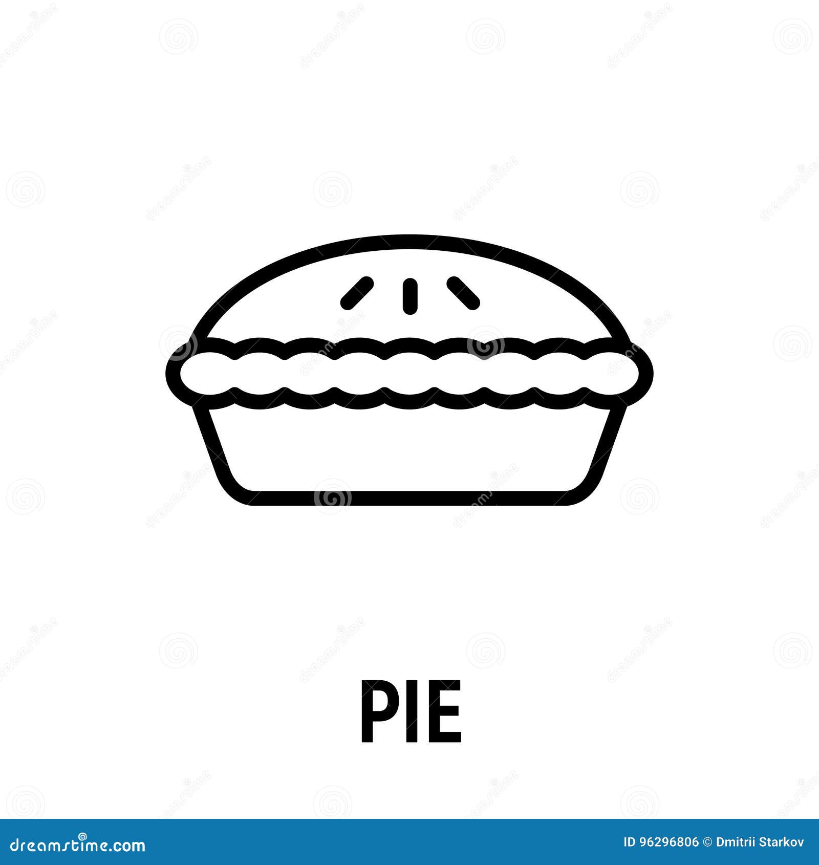 Thin line pie icon. stock vector. Illustration of food - 96296806