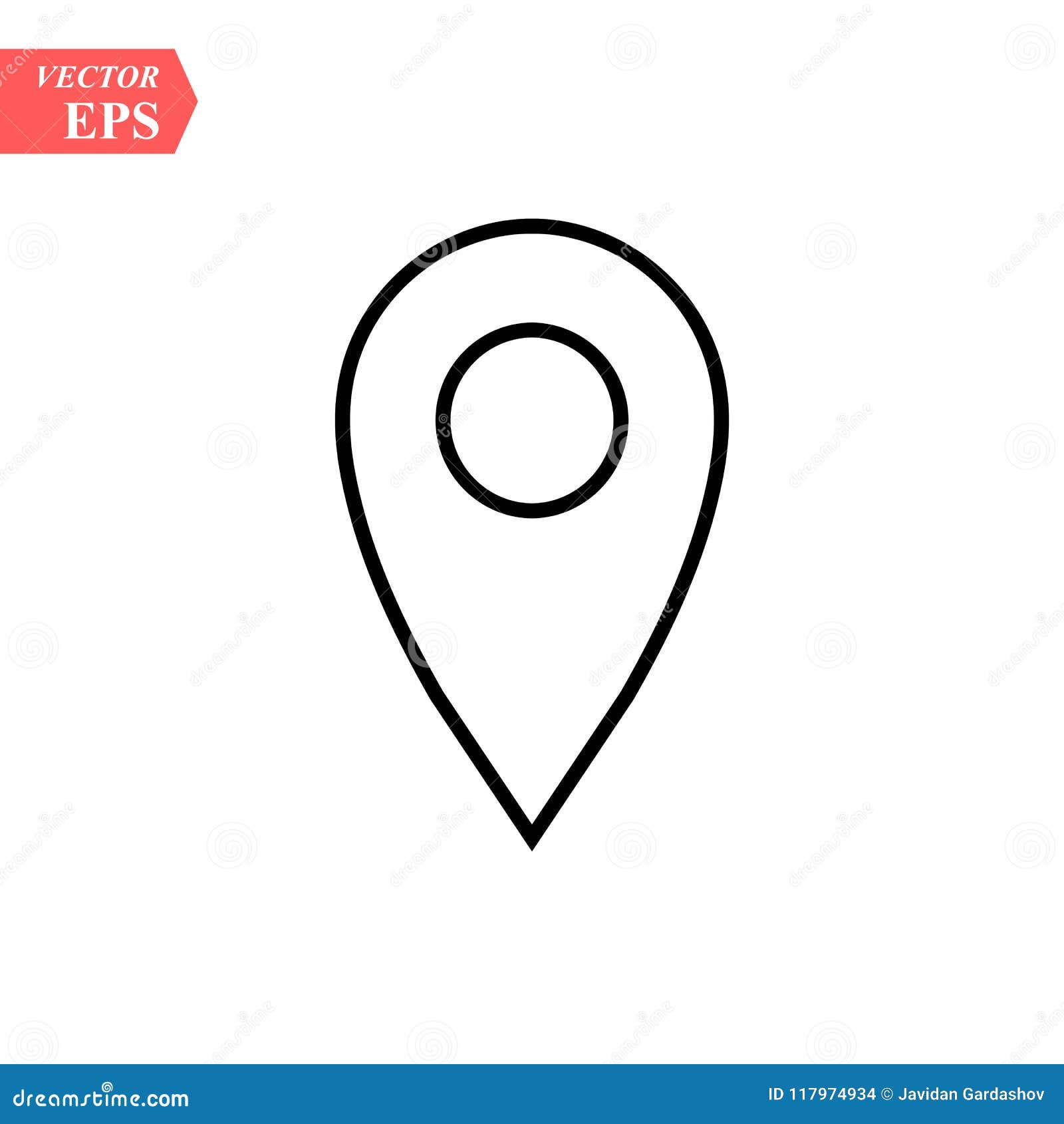 Thin Line Pin Point, Location Icon on White Background Stock ...
