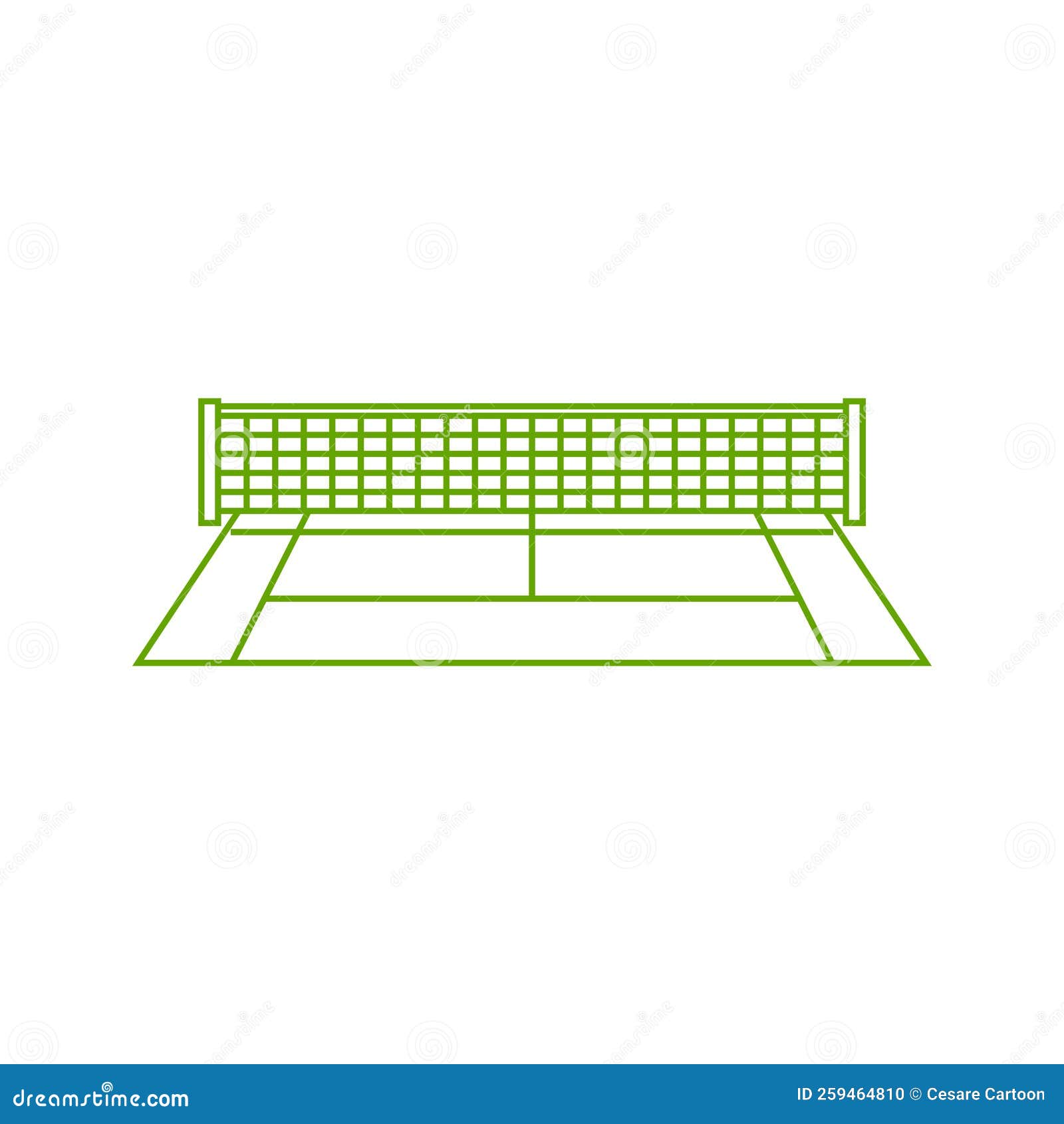 Thin line tennis court stock vector. Illustration of cartoon - 259464810