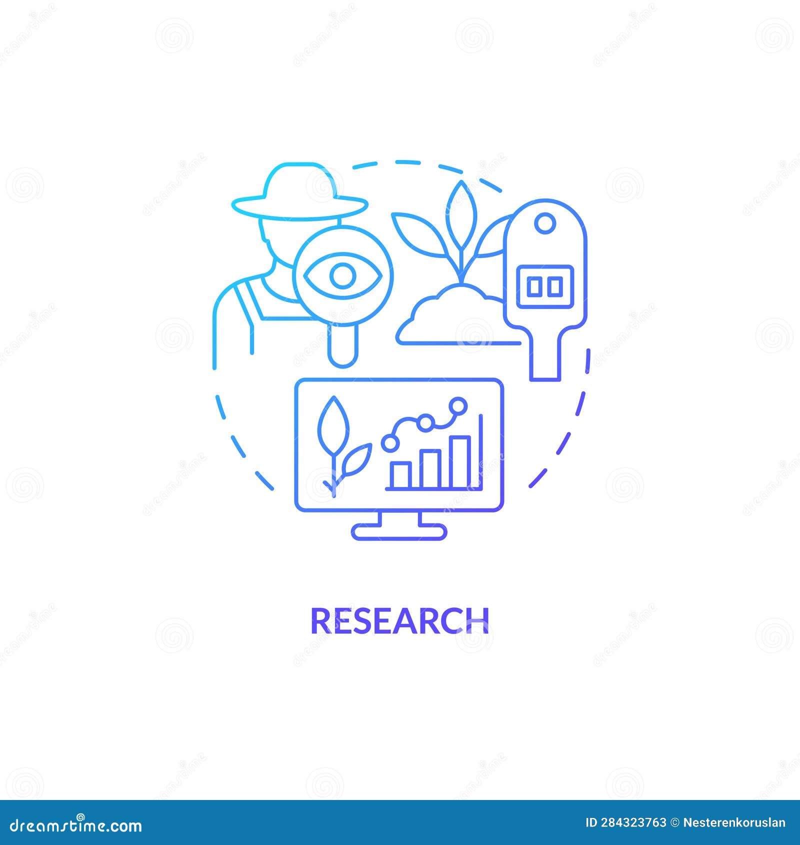 Thin Line Research Icon Concept Stock Vector - Illustration of data ...