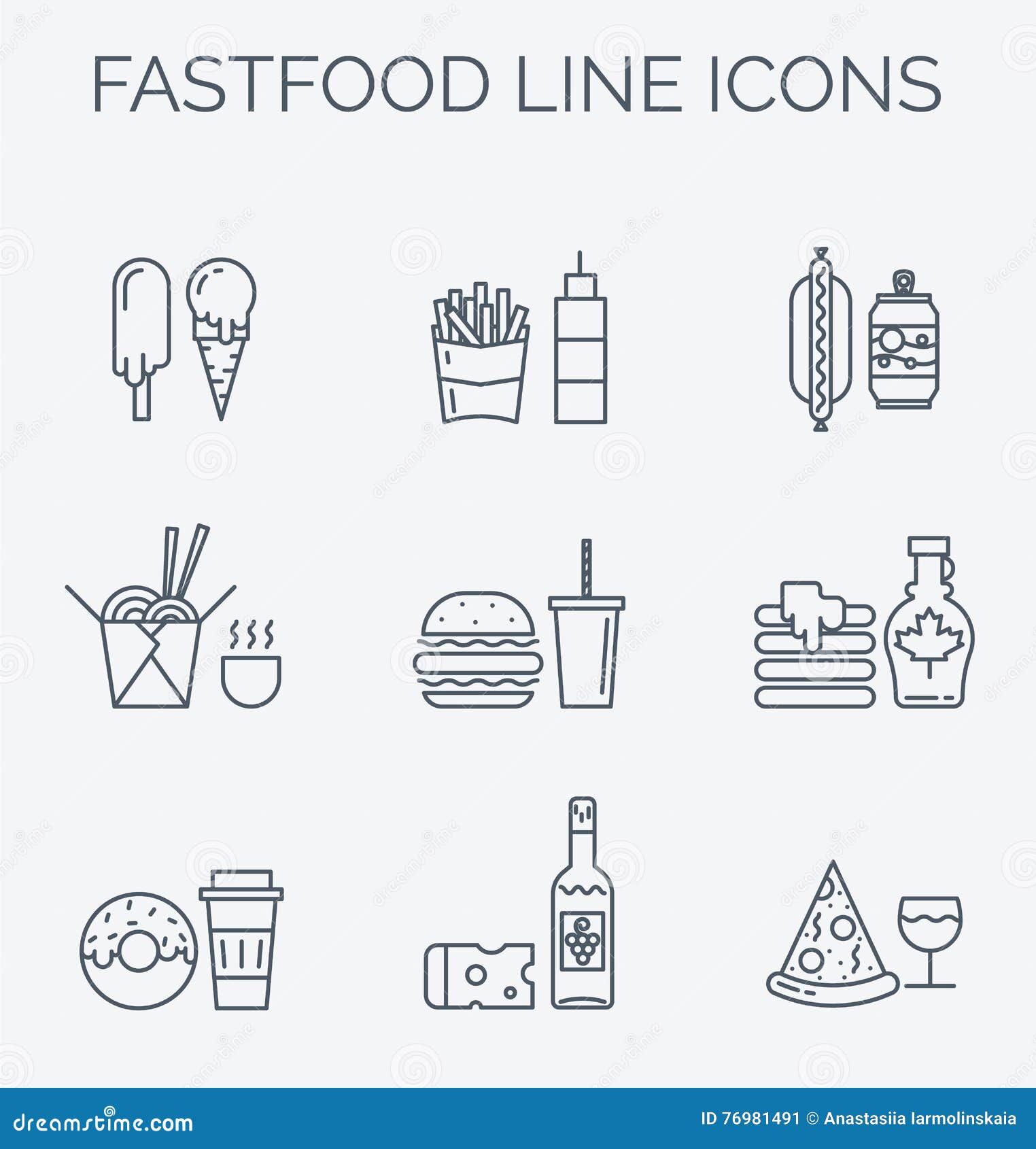 Thin Line Restaurant Menu Vector Icon Set. Stock Vector - Illustration ...