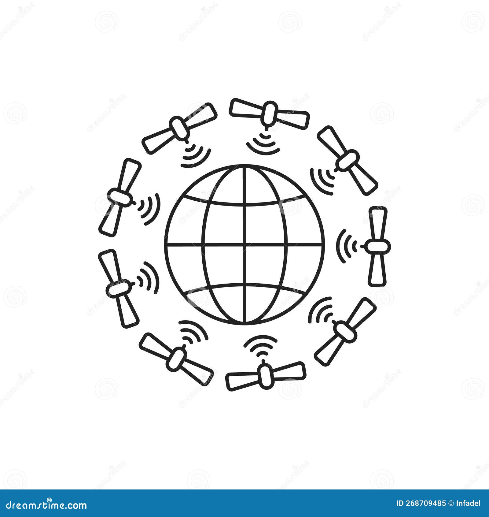 Set Line Satellites Orbiting The Planet Earth, Satellites Orbiting The ... Set Line Satellites Orbiting The Planet Earth, Satellites Orbiting The ...