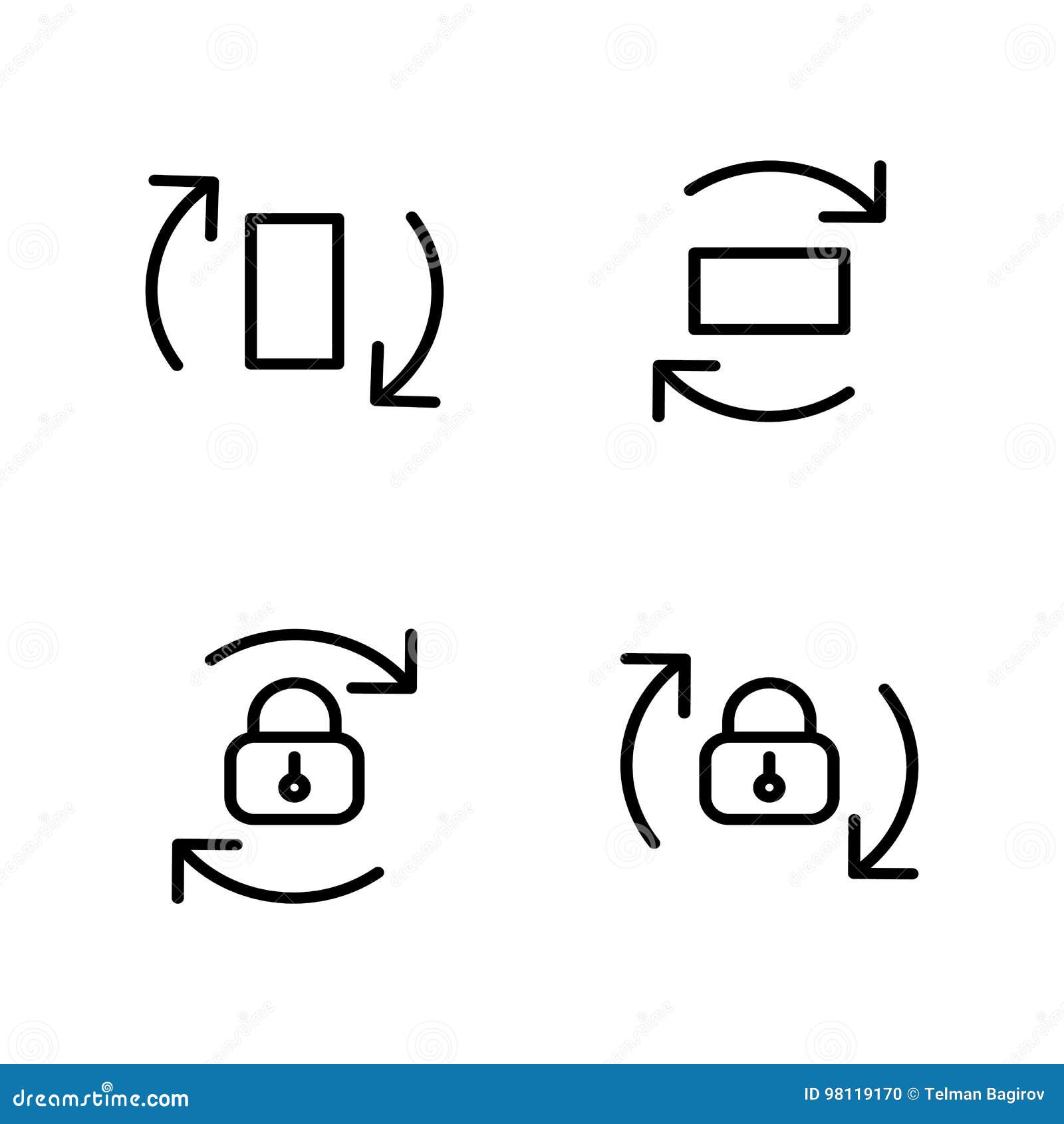 Thin Line Screen Rotation Lock Icons Stock Illustrations – 2 Thin Line ...