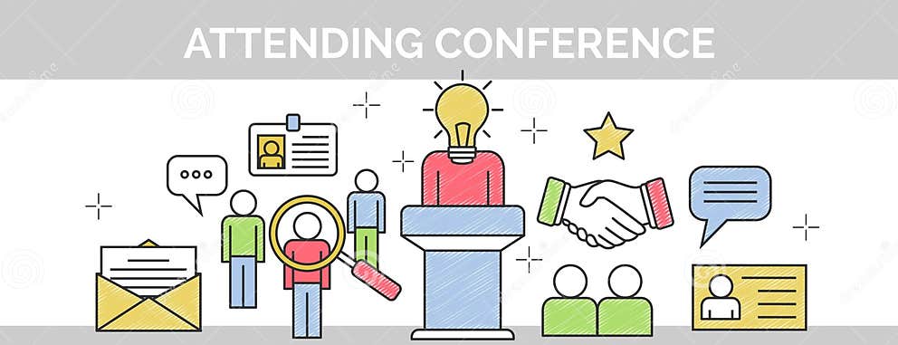 Thin Line Scribble Banner for Attending Conference Stock Vector ...