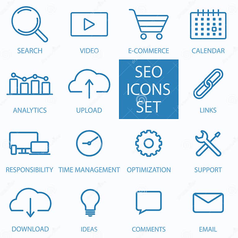 Thin Line SEO and Web Optimization Icons Set. Vector Stock Vector ...