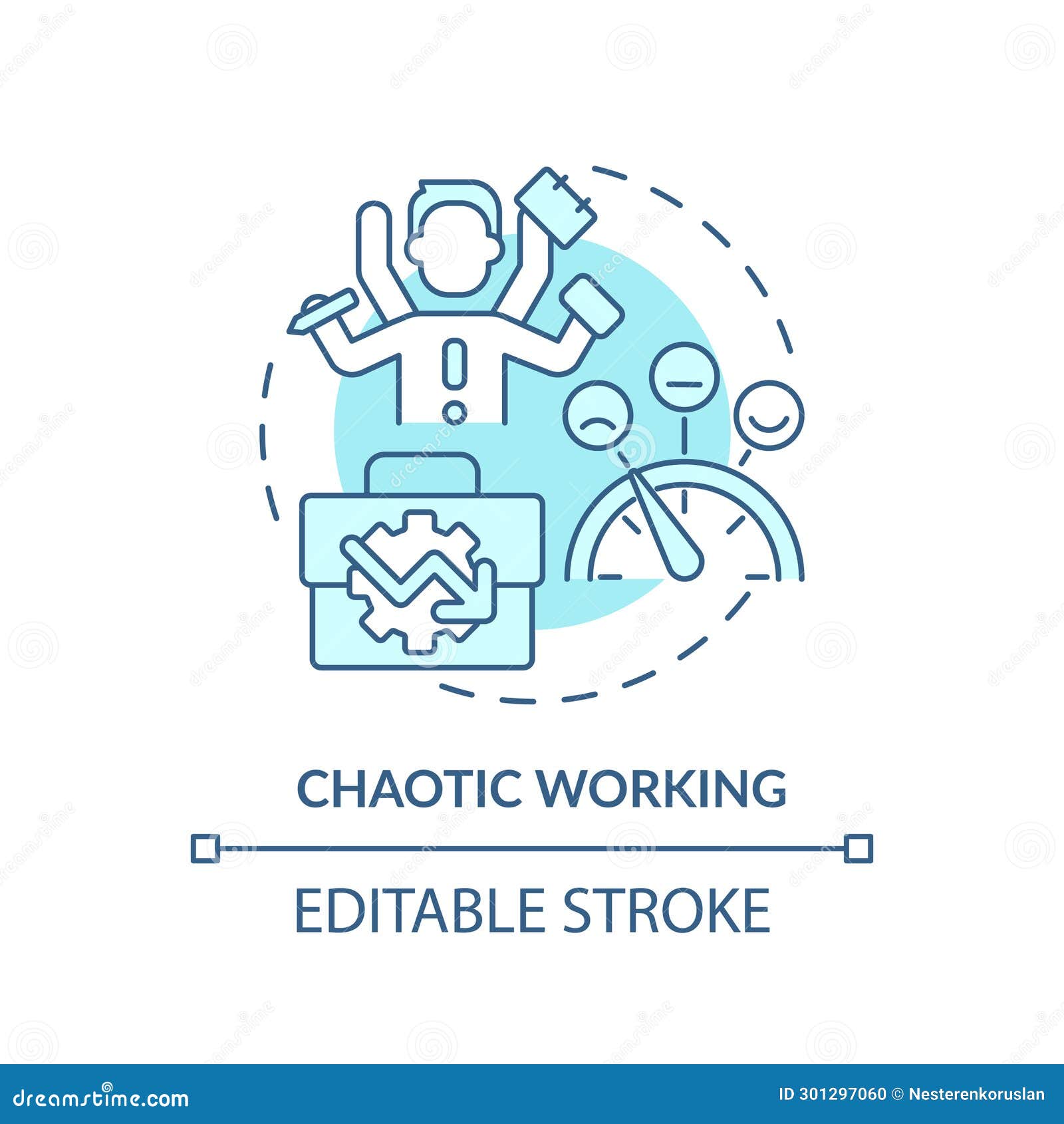 Thin Line Simple Blue Chaotic Working Icon Concept Stock Vector ...