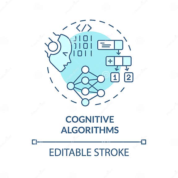 Thin Line Simple Blue Cognitive Algorithms Icon Concept Stock Vector ...