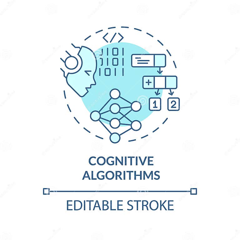 Thin Line Simple Blue Cognitive Algorithms Icon Concept Stock Vector ...