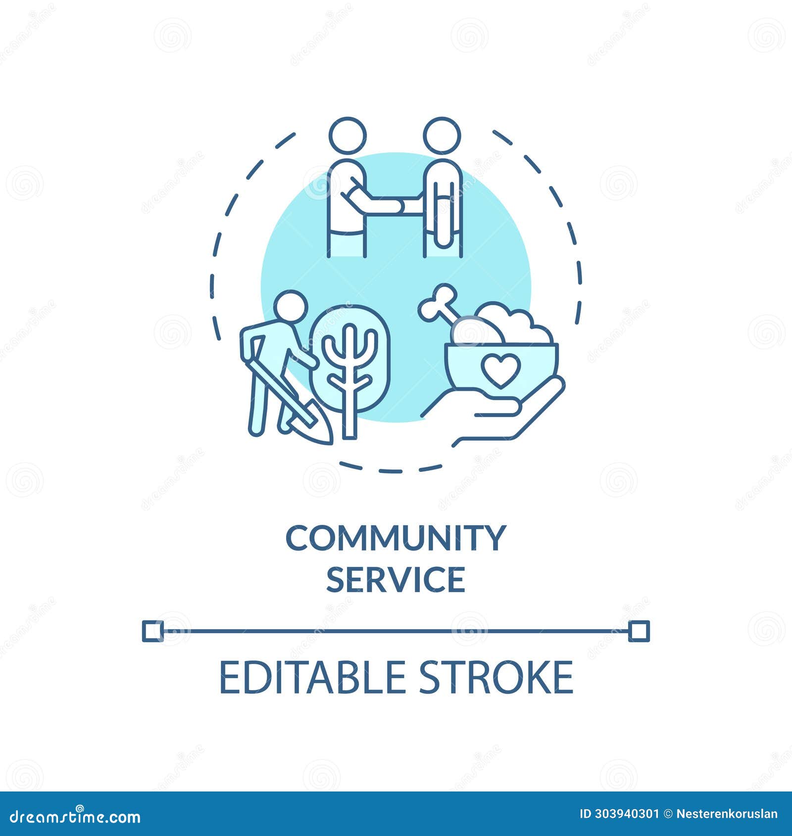 Thin Line Simple Blue Community Service Icon Concept Stock Illustration ...