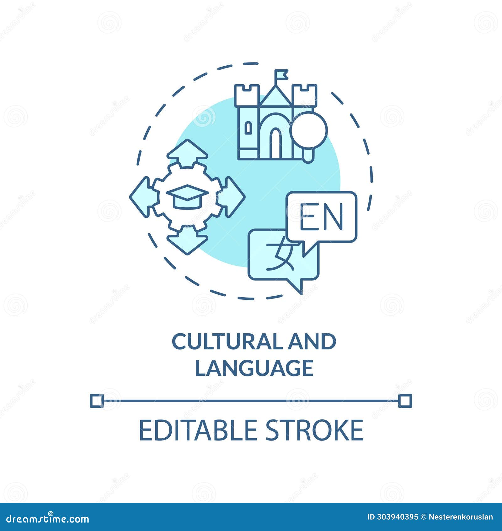 Thin Line Simple Blue Cultural and Language Icon Concept Stock Vector ...