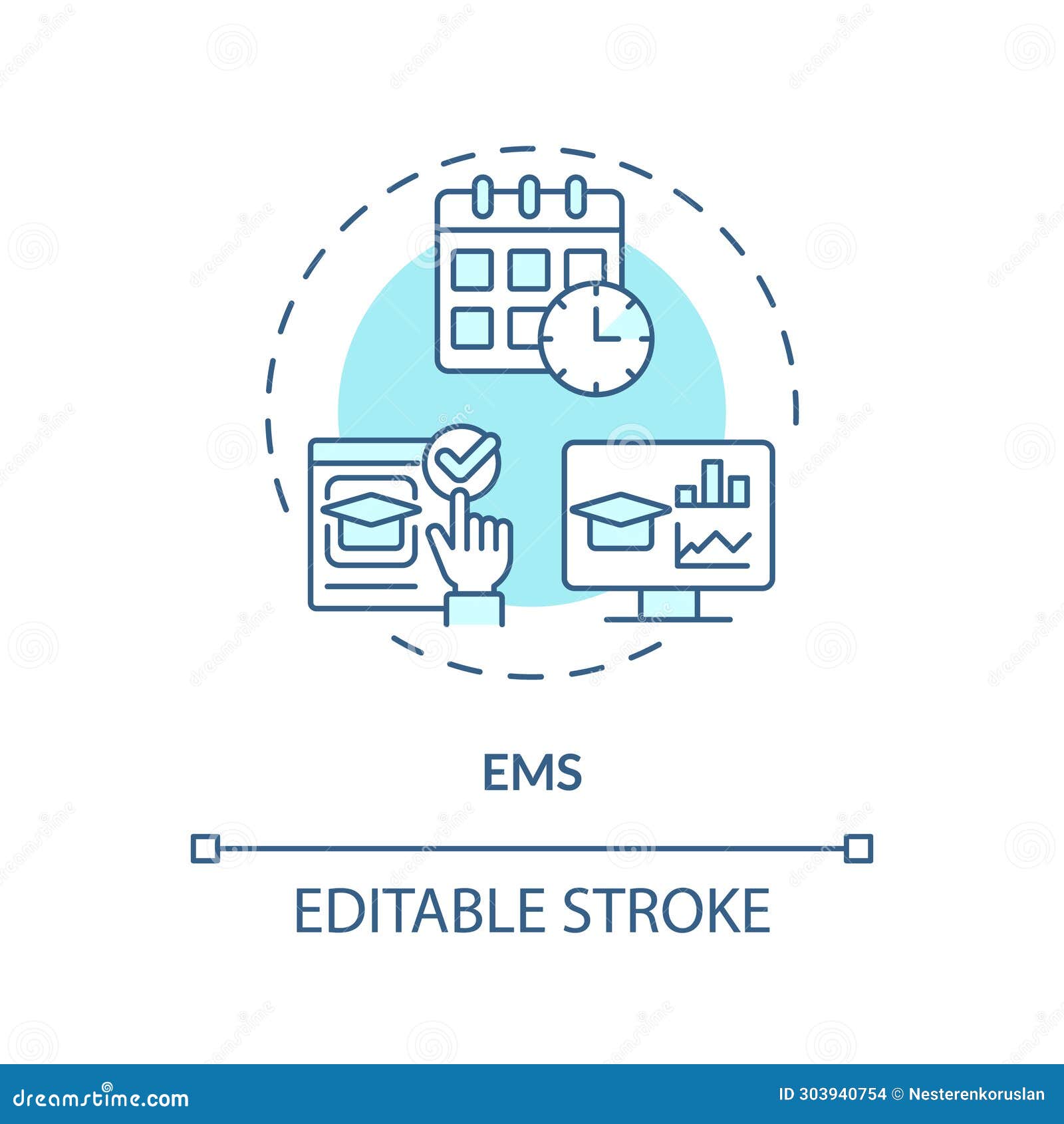 Thin Line Simple Blue EMS Icon Concept Stock Illustration ...