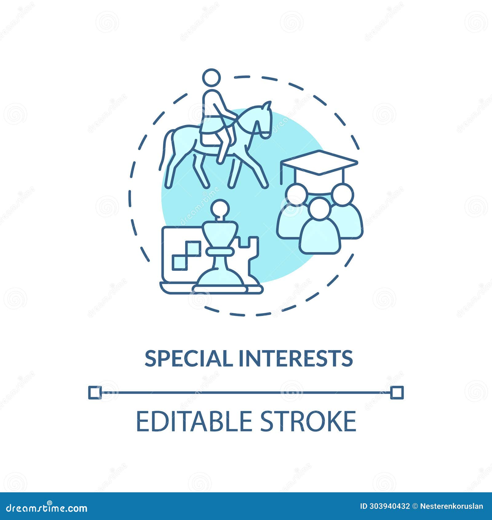 Thin Line Simple Blue Special Interests Icon Concept Stock Illustration ...