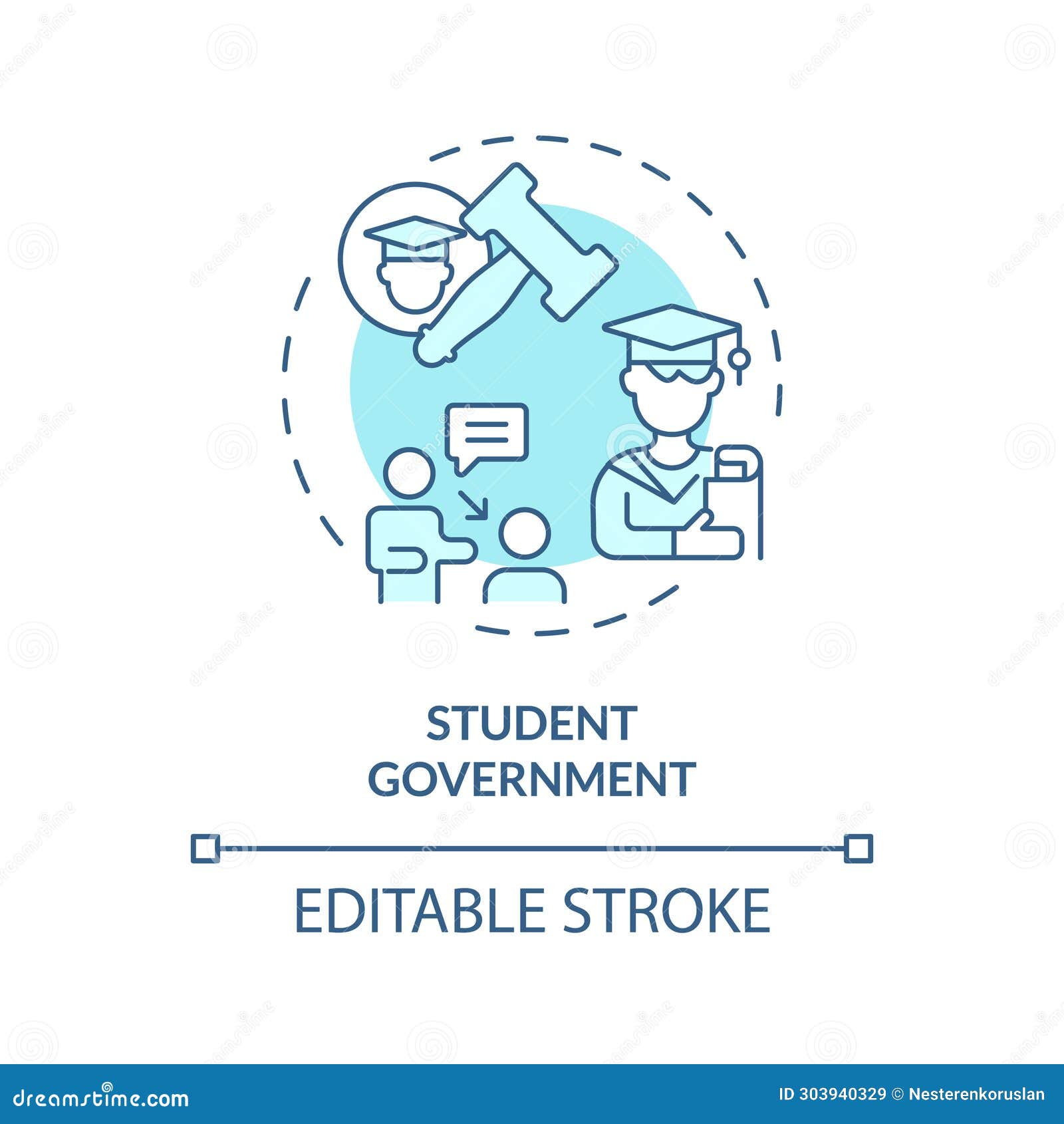 Thin Line Simple Blue Student Government Icon Concept Stock Vector ...