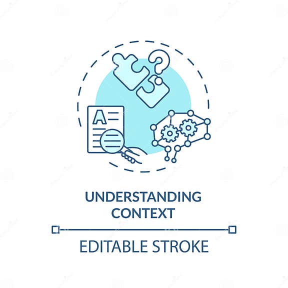 Thin Line Simple Blue Understanding Context Icon Concept Stock Vector ...