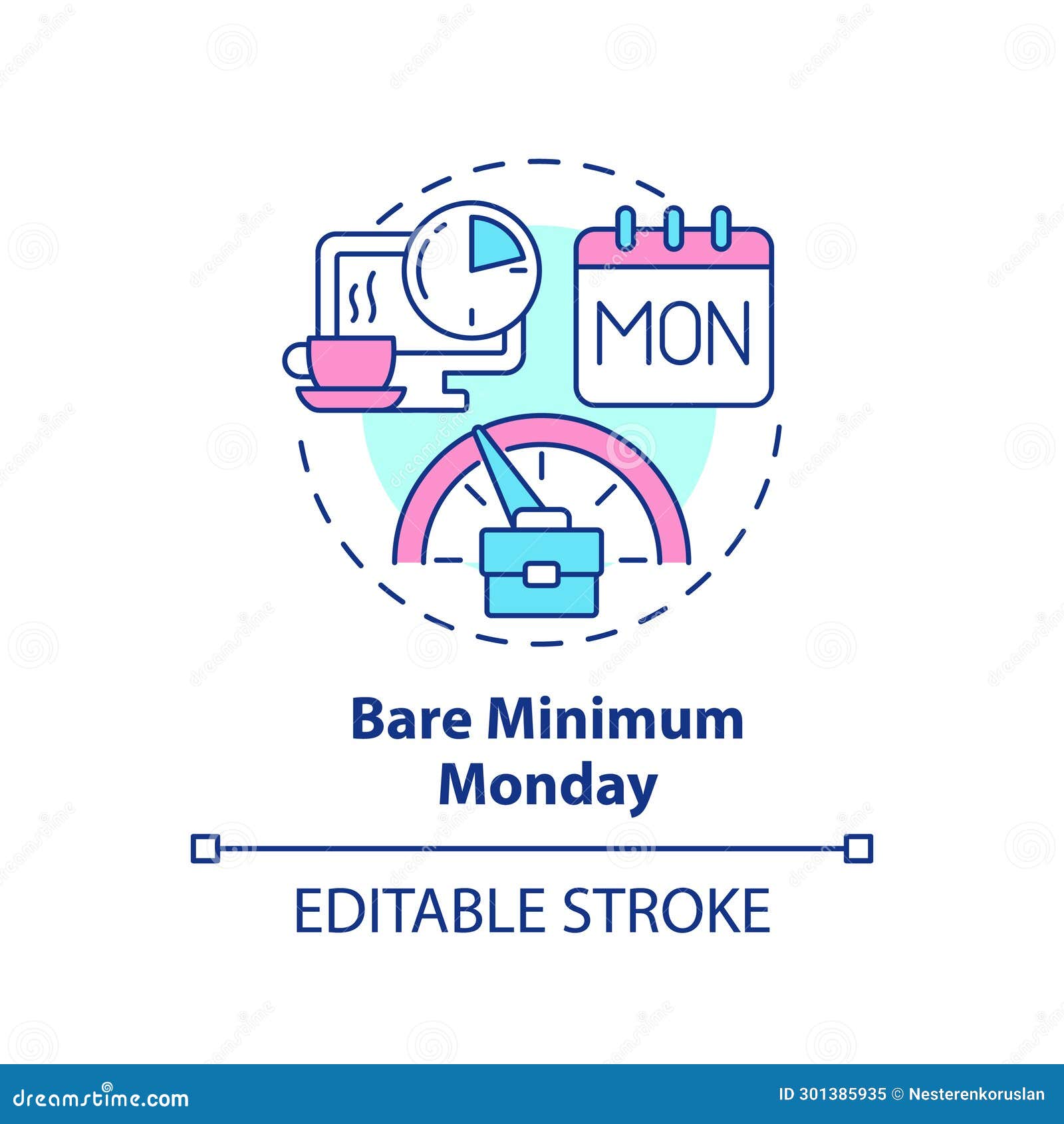 Thin Line Simple Colorful Bare Minimum Monday Icon Concept Stock ...