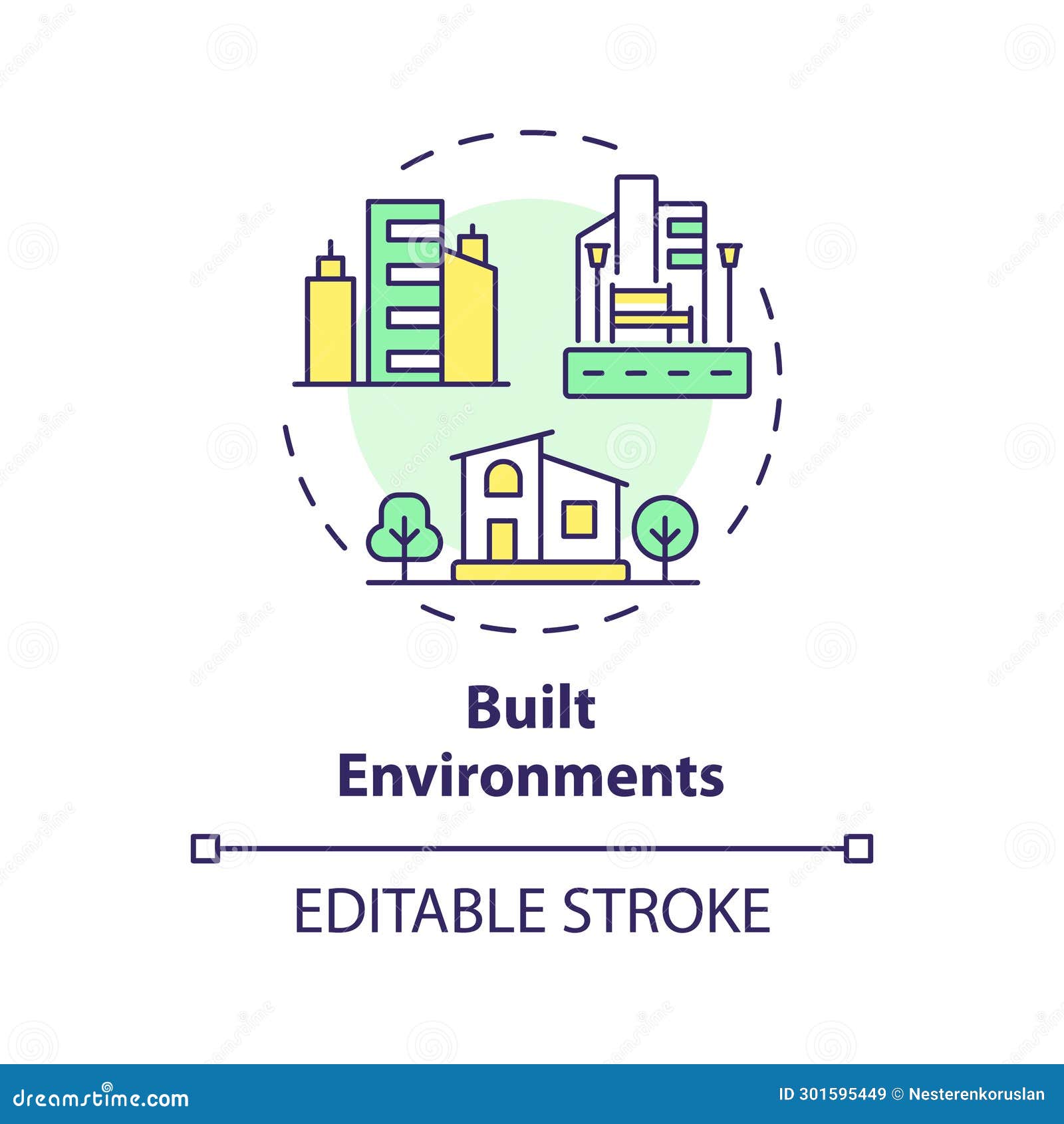 Thin Line Simple Colorful Built Environments Icon Concept Stock Vector ...