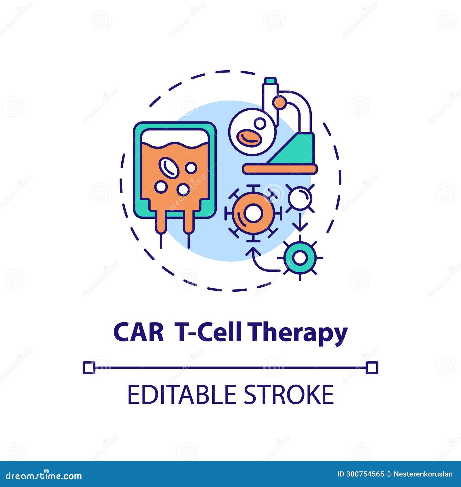 Thin Line Simple Colorful CAR T-Cell Therapy Icon Concept Stock Vector ...