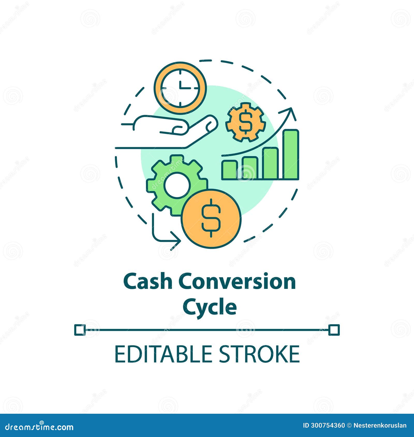 Thin Line Simple Colorful Cash Conversion Cycle Icon Concept Stock ...