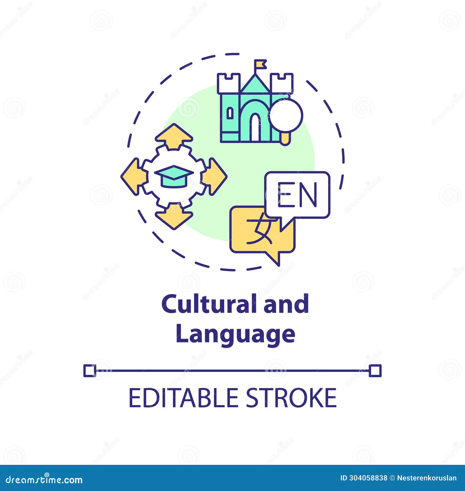 Thin Line Simple Colorful Cultural and Language Icon Concept Stock ...