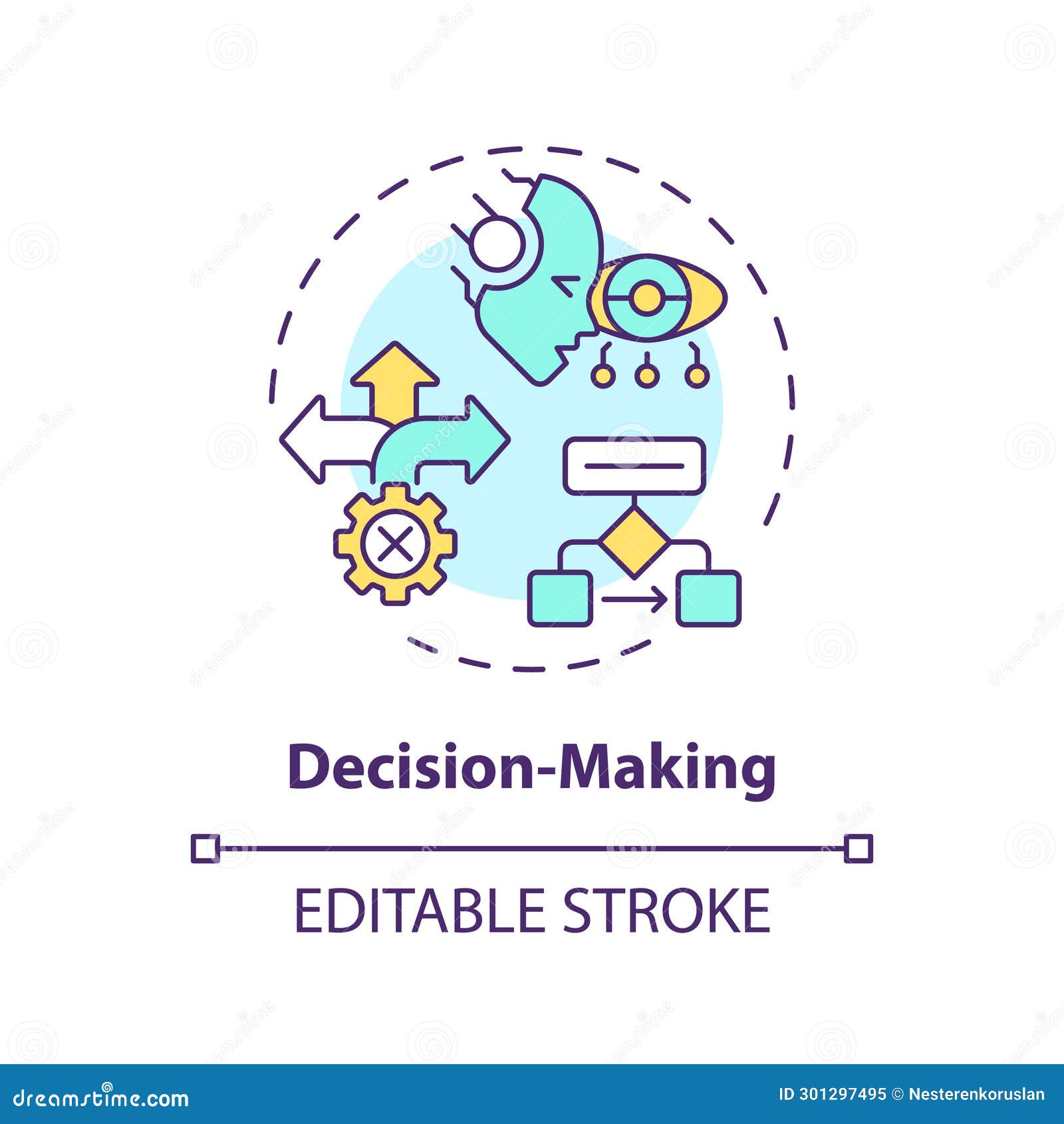 Thin Line Simple Colorful Decision Making Icon Concept Stock Vector ...