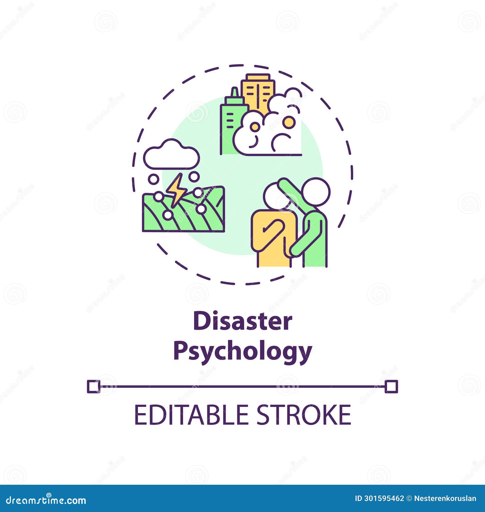 Thin Line Simple Colorful Disaster Psychology Icon Concept Stock ...