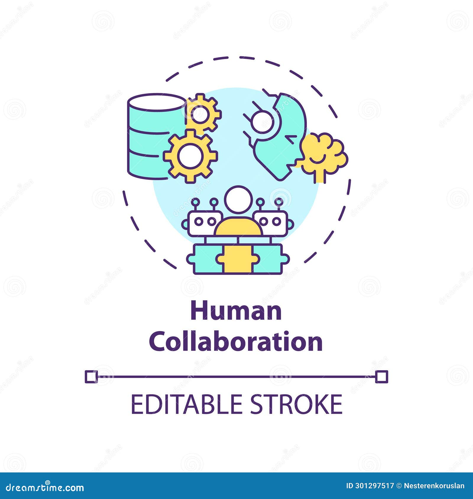Thin Line Simple Colorful Human Collaboration Icon Concept Stock Vector ...