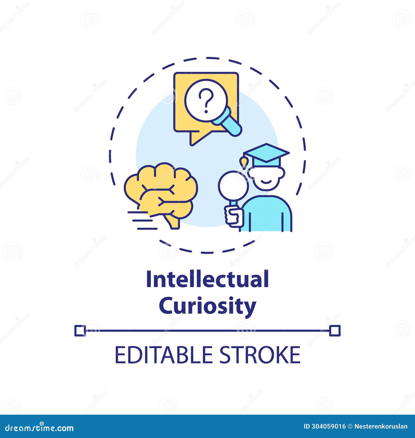 Thin Line Simple Colorful Intellectual Curiosity Icon Concept Stock ...