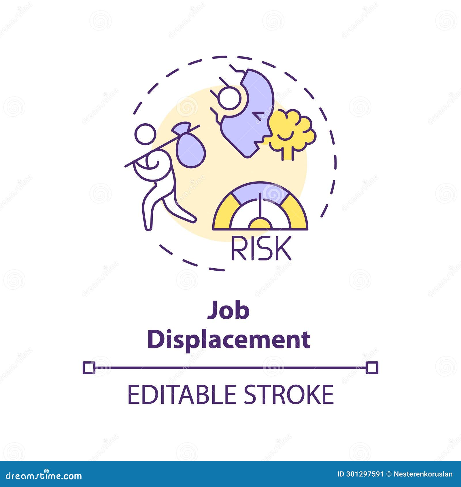 Thin Line Simple Colorful Job Displacement Icon Concept Stock ...