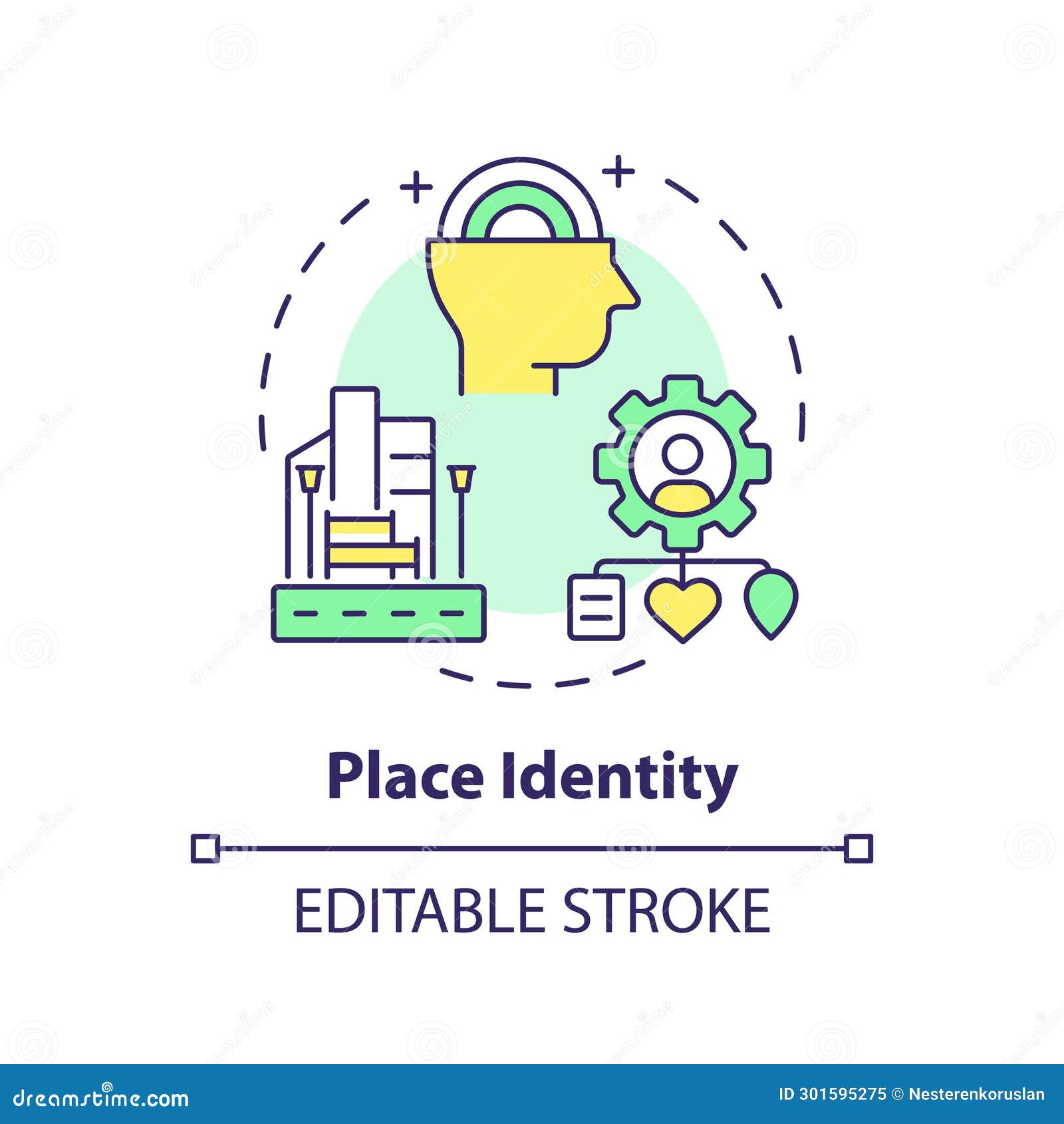 Thin Line Simple Colorful Place Identity Icon Concept Stock Vector ...
