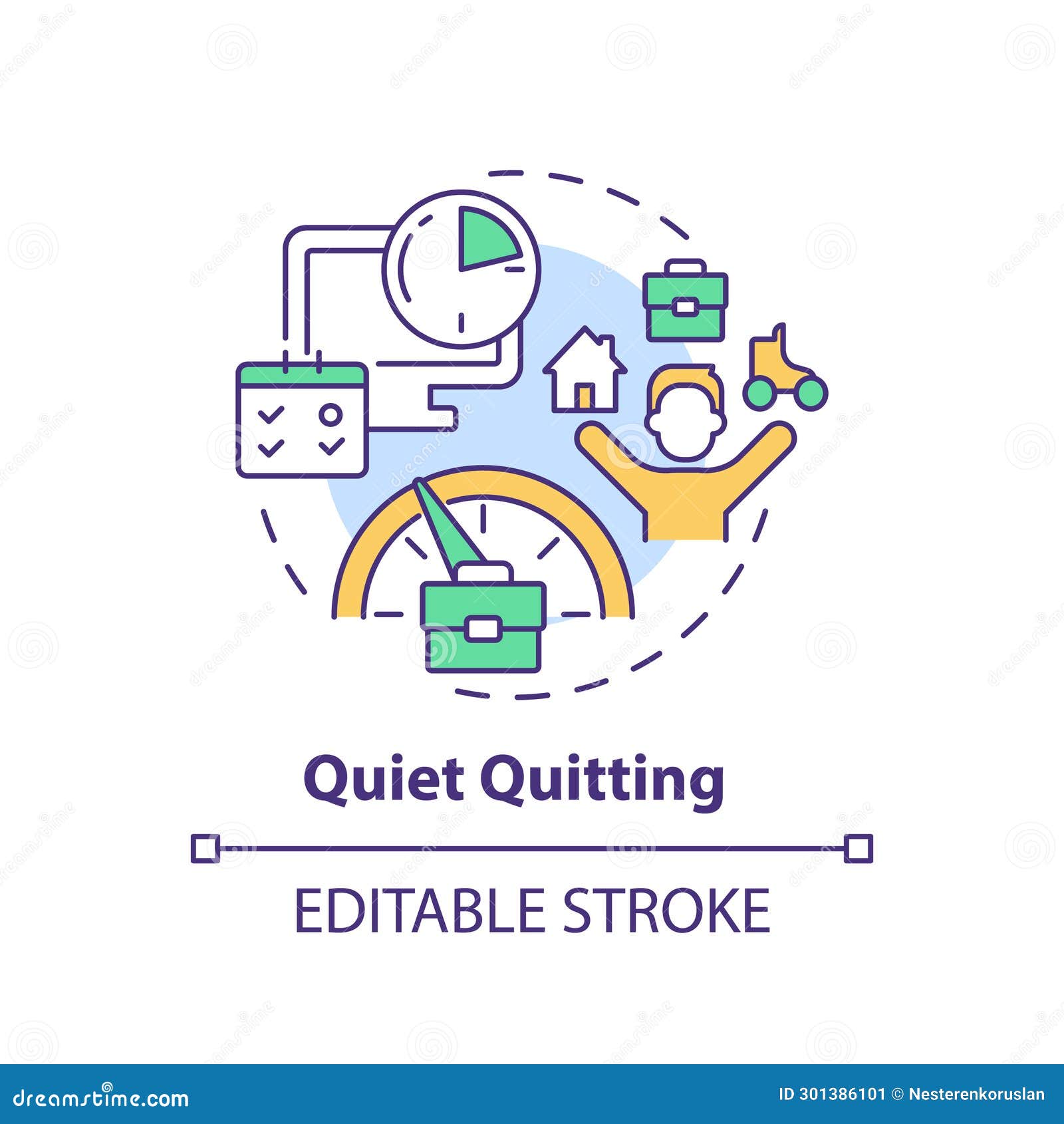 Thin Line Simple Colorful Quiet Quitting Icon Concept Stock ...