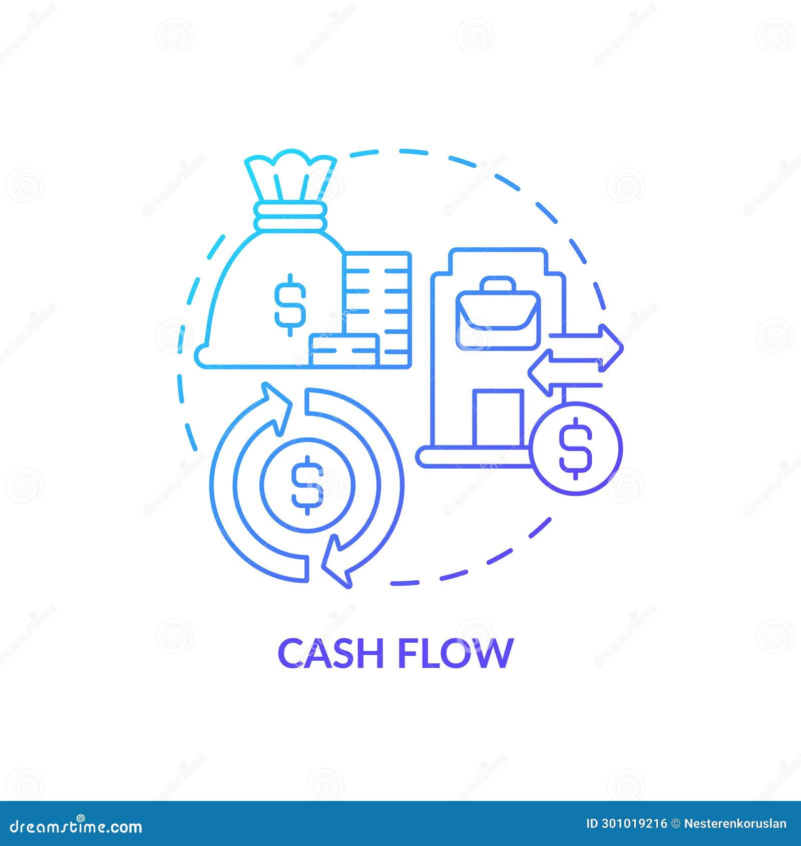 Thin Line Simple Gradient Cash Flow Icon Concept Stock Vector ...