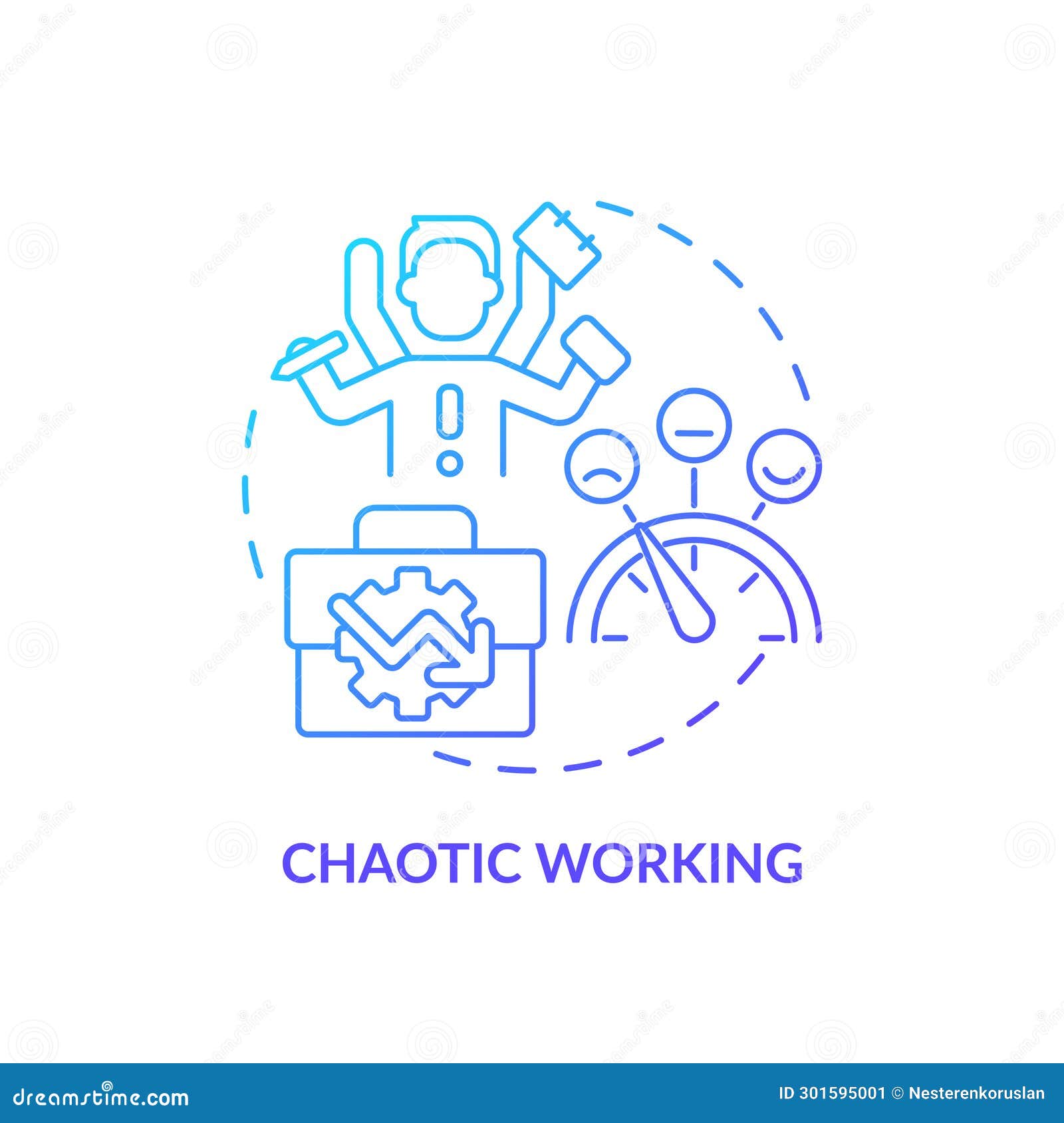 Thin Line Simple Gradient Chaotic Working Icon Concept Stock Vector ...