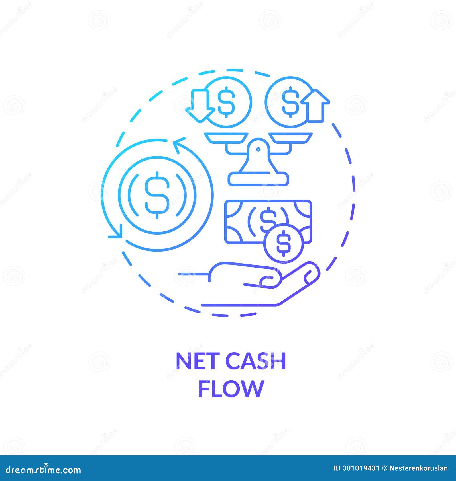 Thin Line Simple Gradient Net Cash Flow Icon Concept Stock Vector ...
