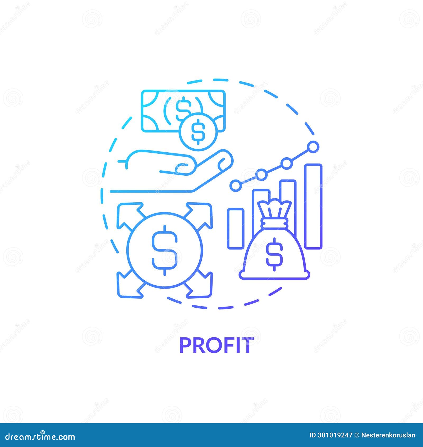 Thin Line Simple Gradient Profit Icon Concept Stock Vector ...