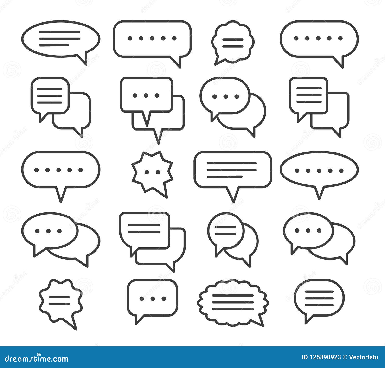 Thin Line Speech Bubble Icons Stock Vector - Illustration of feedback ...