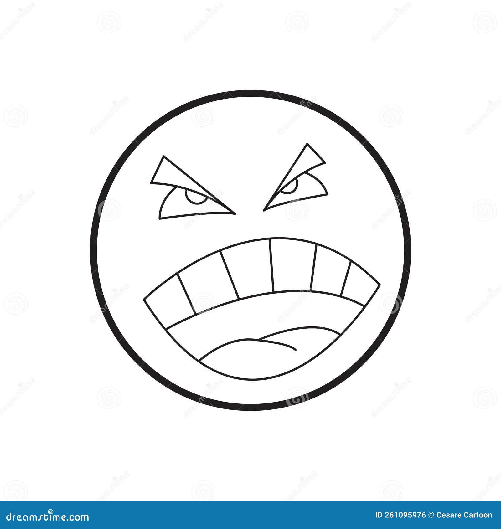Thin line sphere angry stock vector. Illustration of emoticon - 261095976