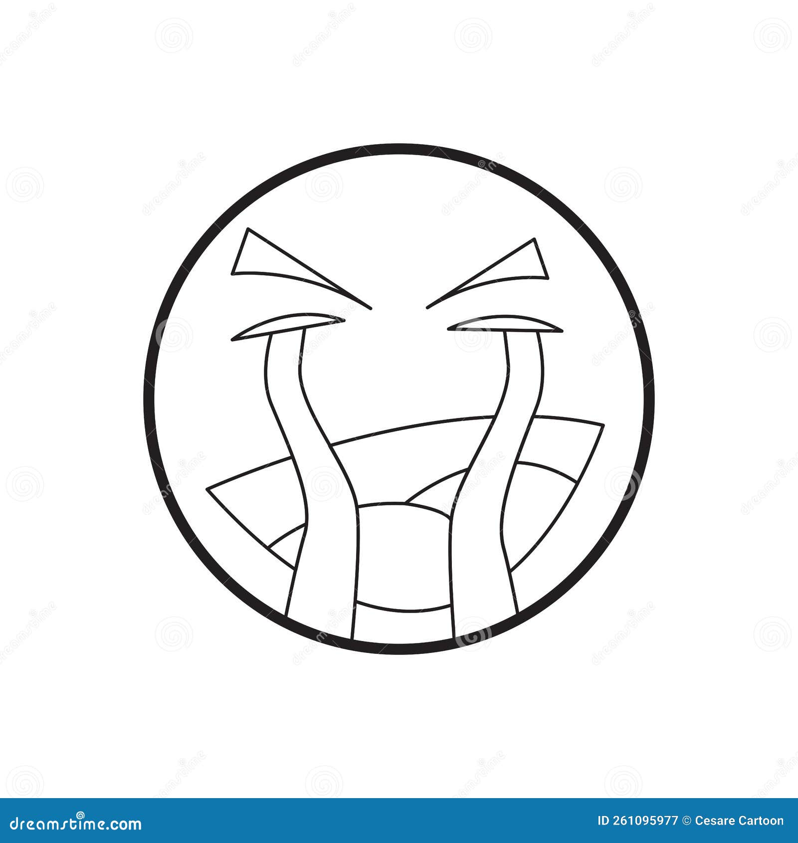 Thin line sphere happy cry stock vector. Illustration of emoticon ...