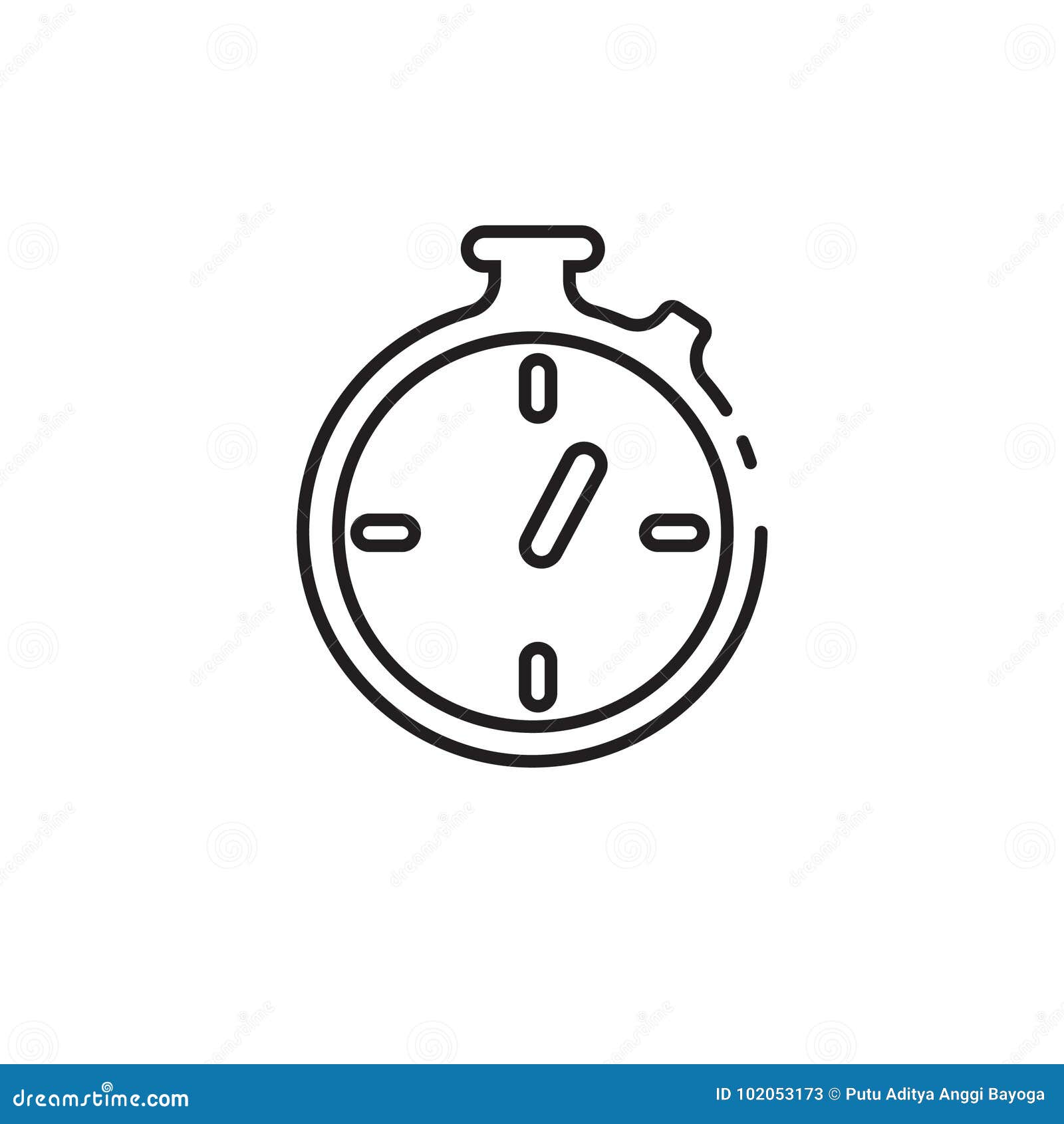 Thin line stopwatch icon stock vector. Illustration of athlete - 102053173