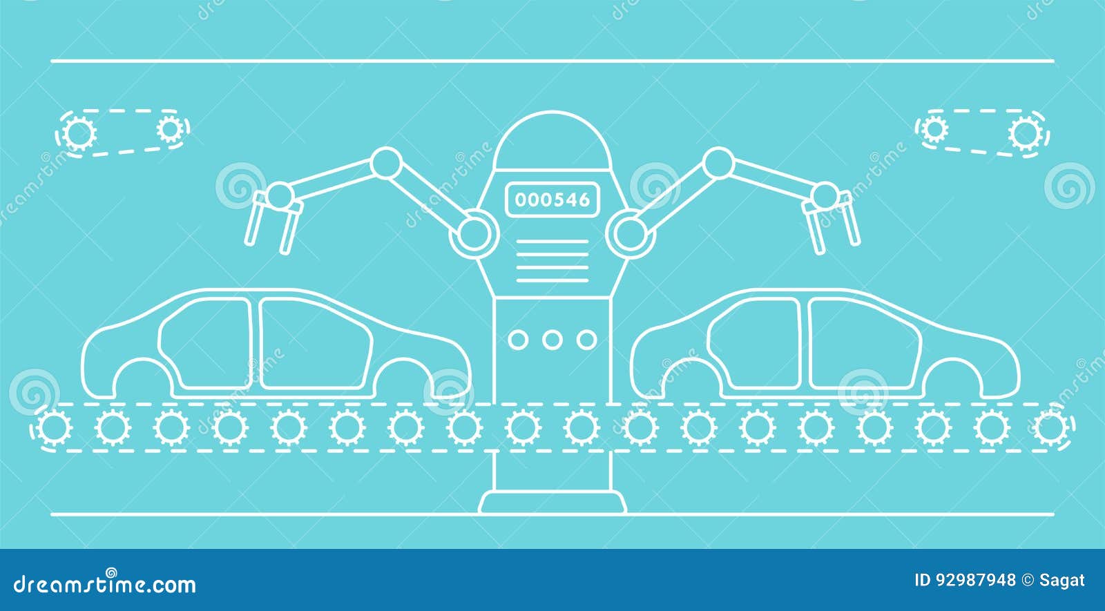 Thin Line Style Car Assembly Line. Stock Vector - Illustration of ...