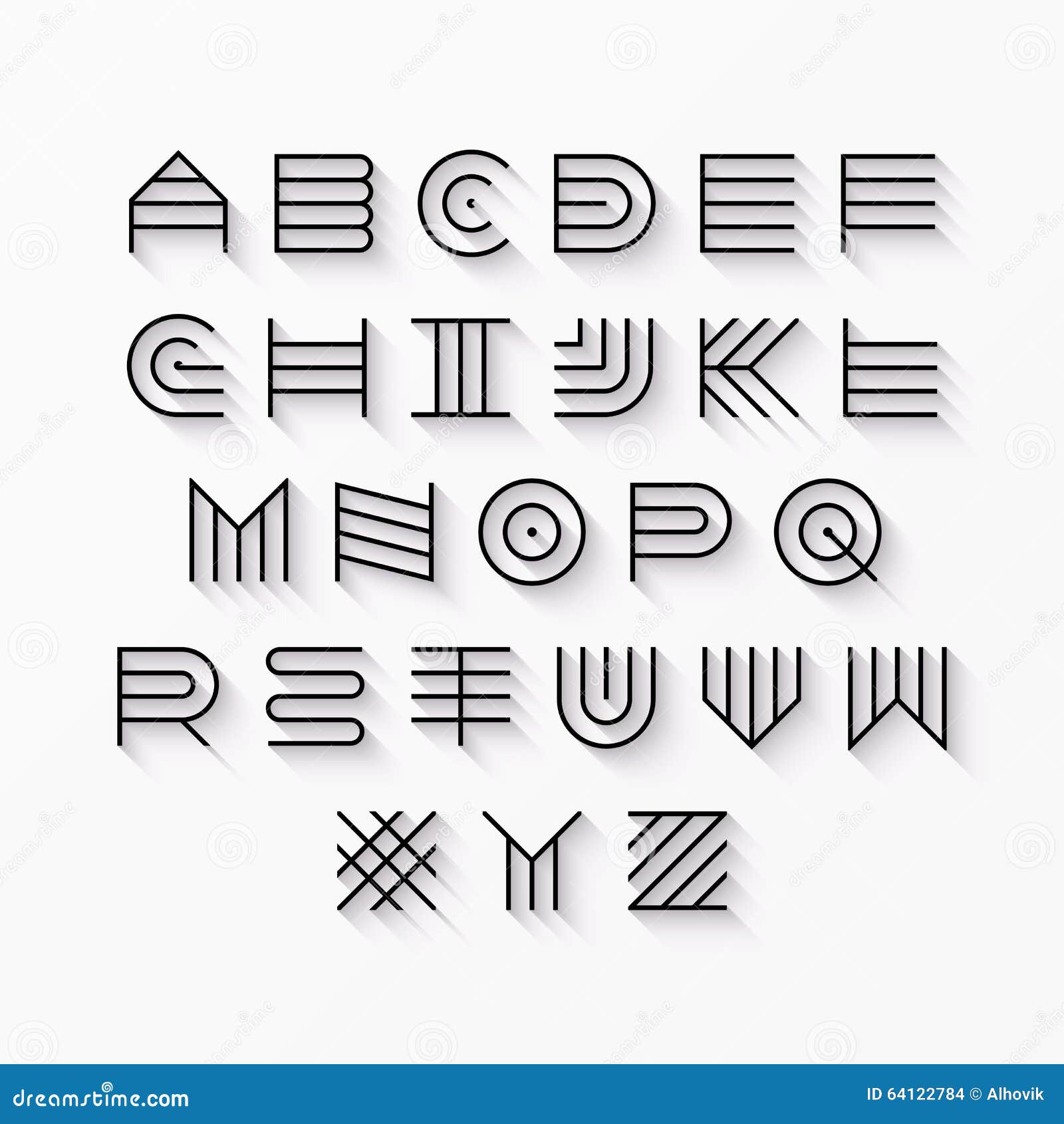 Thin line style font stock vector. Illustration of language - 64122784