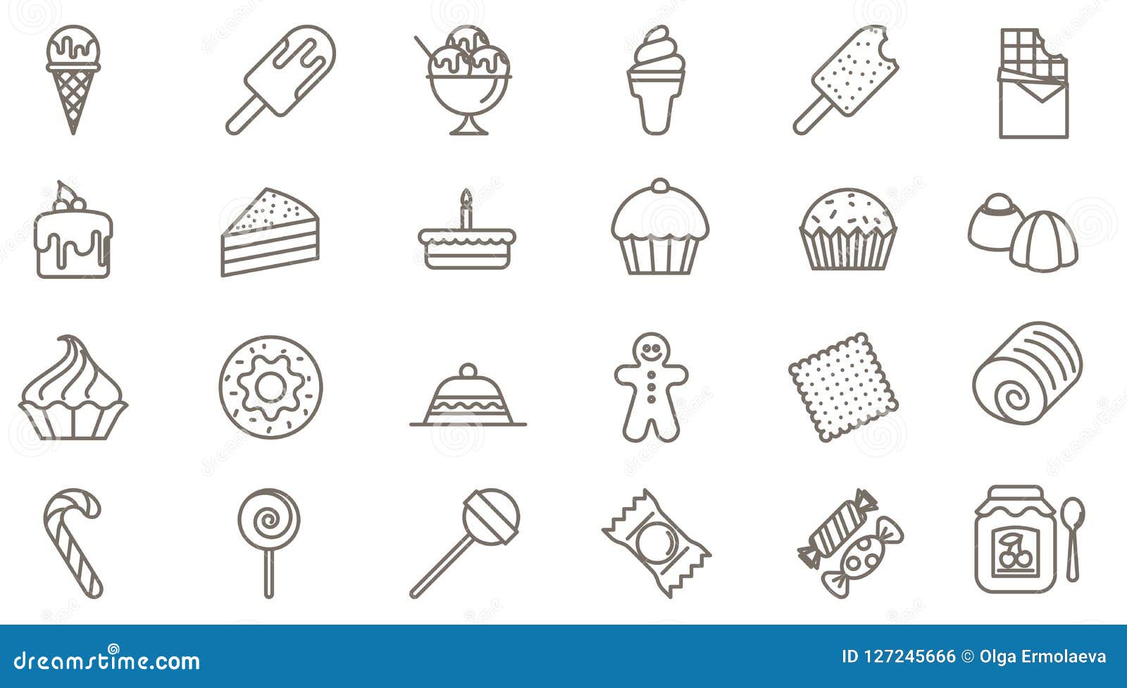 Sweets vector icon set stock vector. Illustration of cherry - 127245666